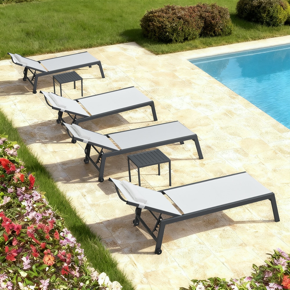 PURPLE LEAF Chaise lounge Modern white Woven Chaise Lounge in the ...