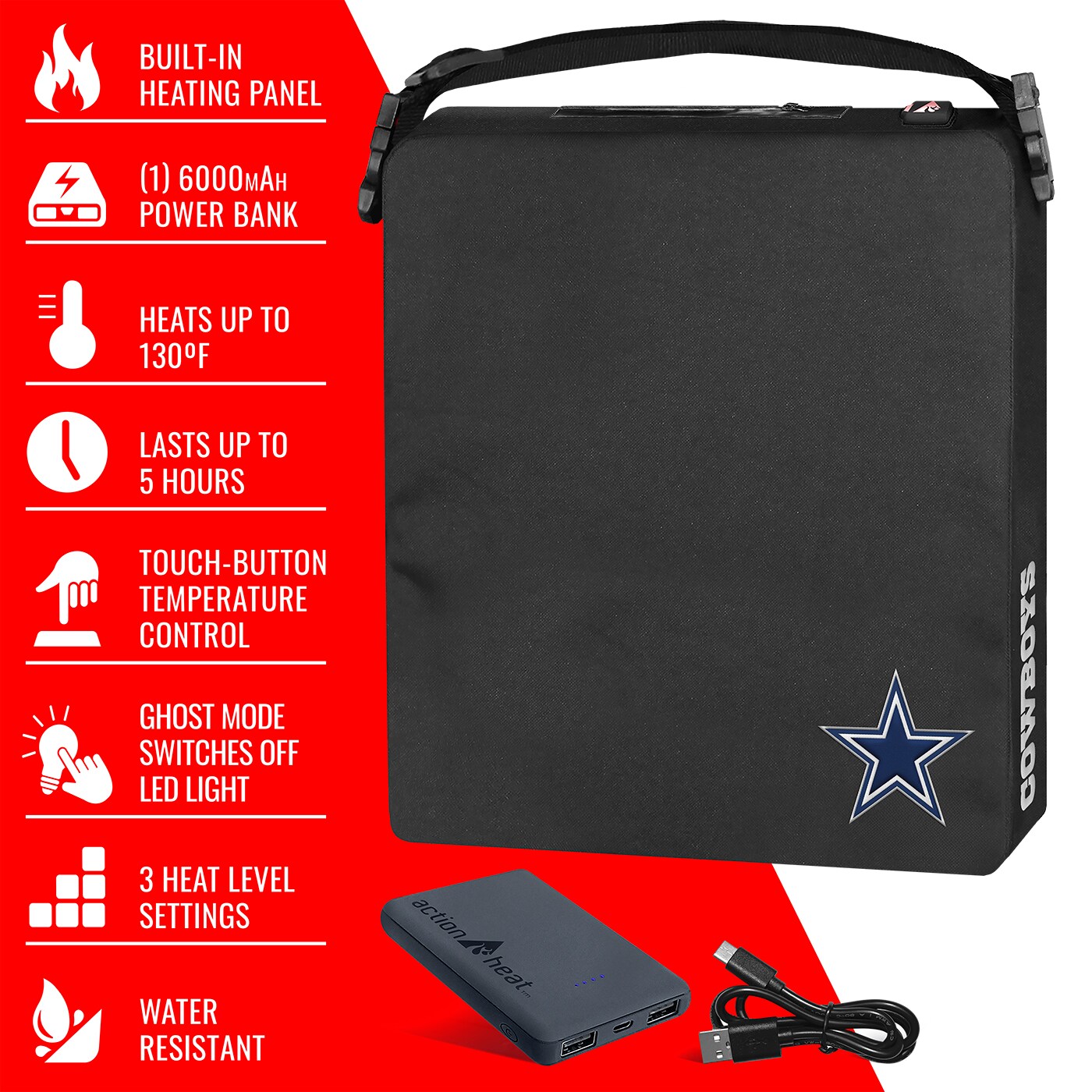 ActionHeat 14 x 14 Polyester Heated bleacher seat in the Bleacher ...