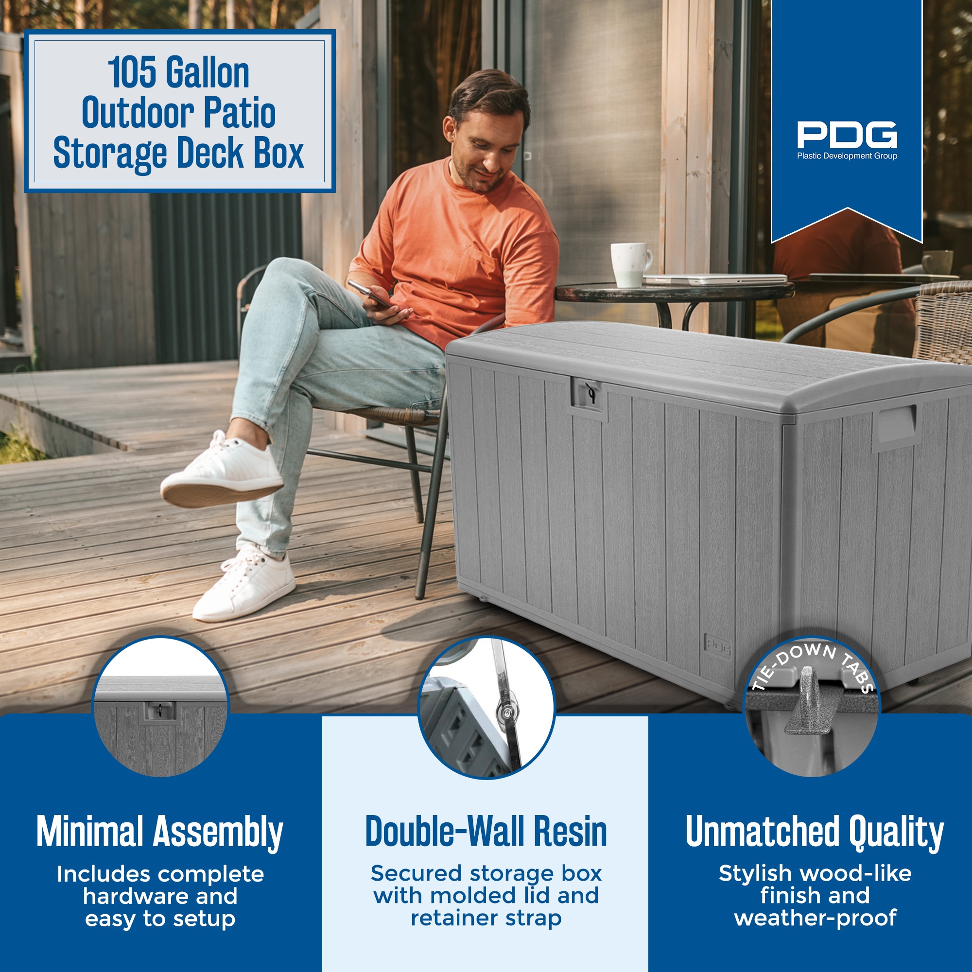 Plastic Development Group 105-Gallon Resin Outdoor Storage Patio Deck ...