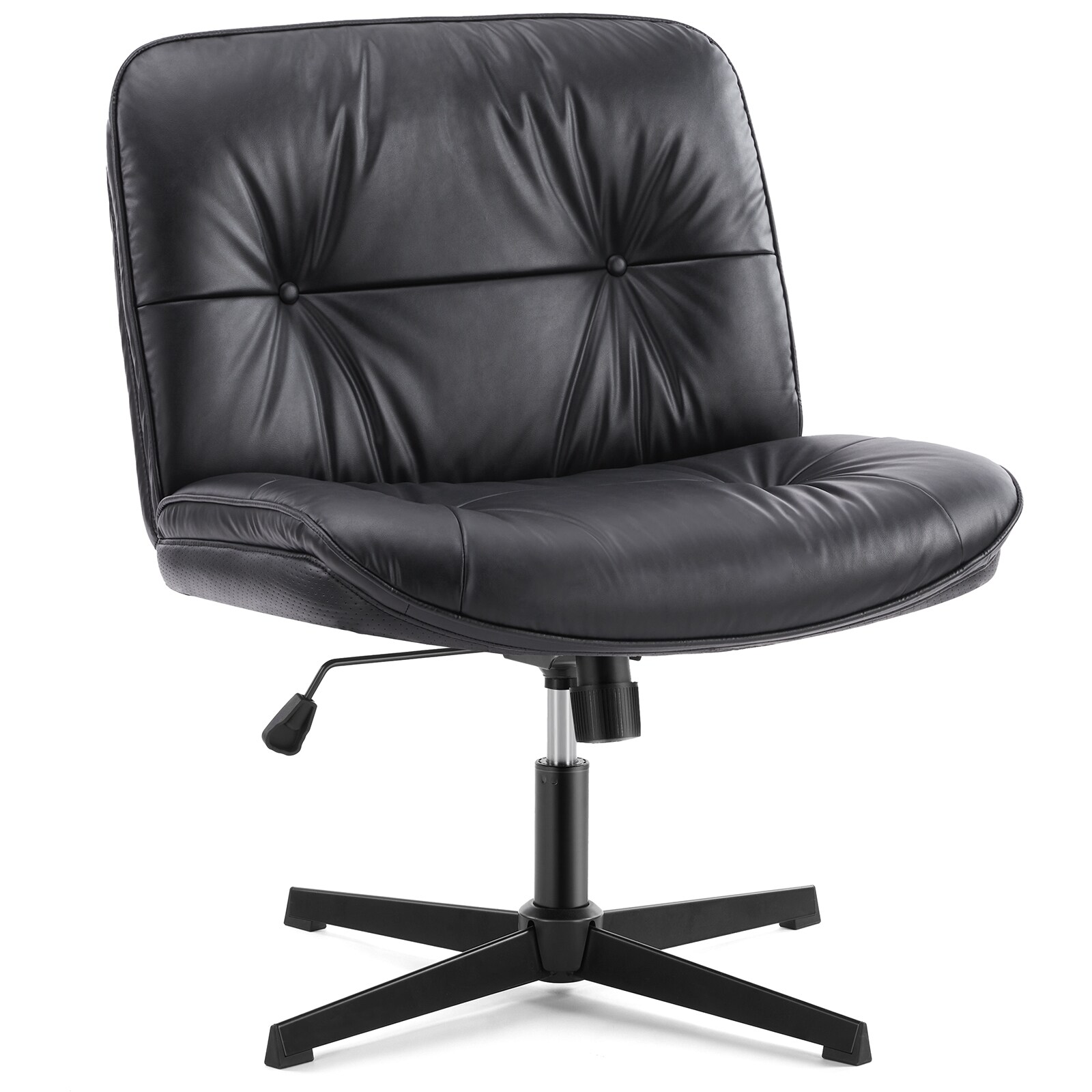 LUCKY ONE Black Criss Cross Legged Chair - Armless Wide Seat Desk Chair ...
