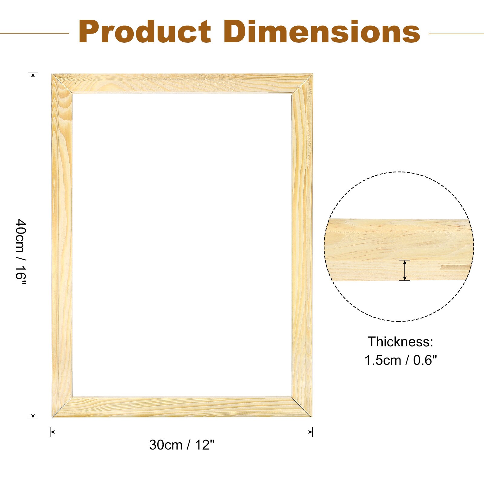 Unique Bargains DIY Canvas Stretcher Bars 16 x 12 Inch Canvas Frame ...