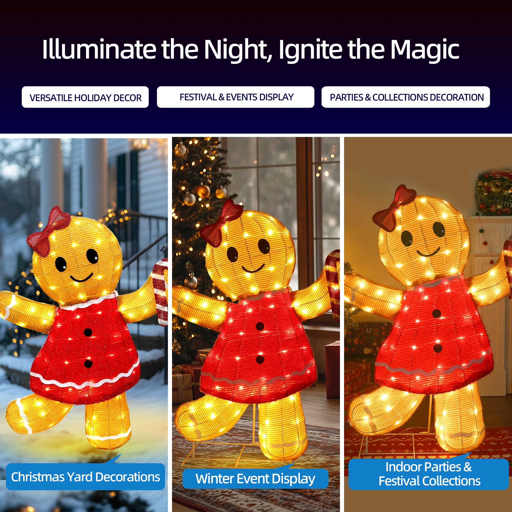 Starfree 42.1-in Freestanding Gingerbread man Yard decoration with ...