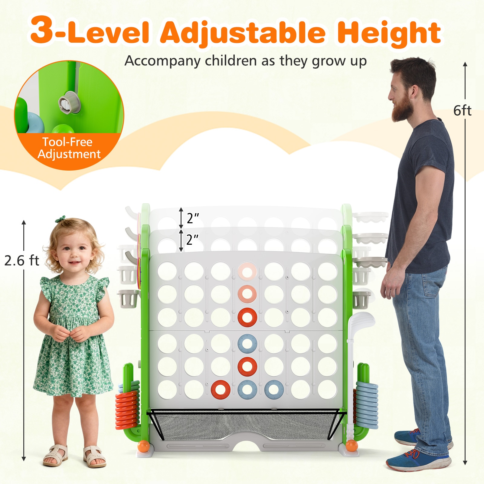 Slickblue Multicolor Jumbo Game Tower 4 in 1 Play for Kids and Adults ...