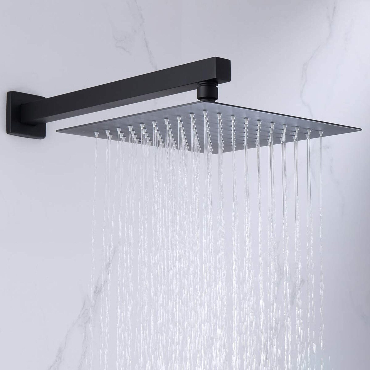 Wellfor Concealed Valve Showers System Matte Black Dual Head Waterfall