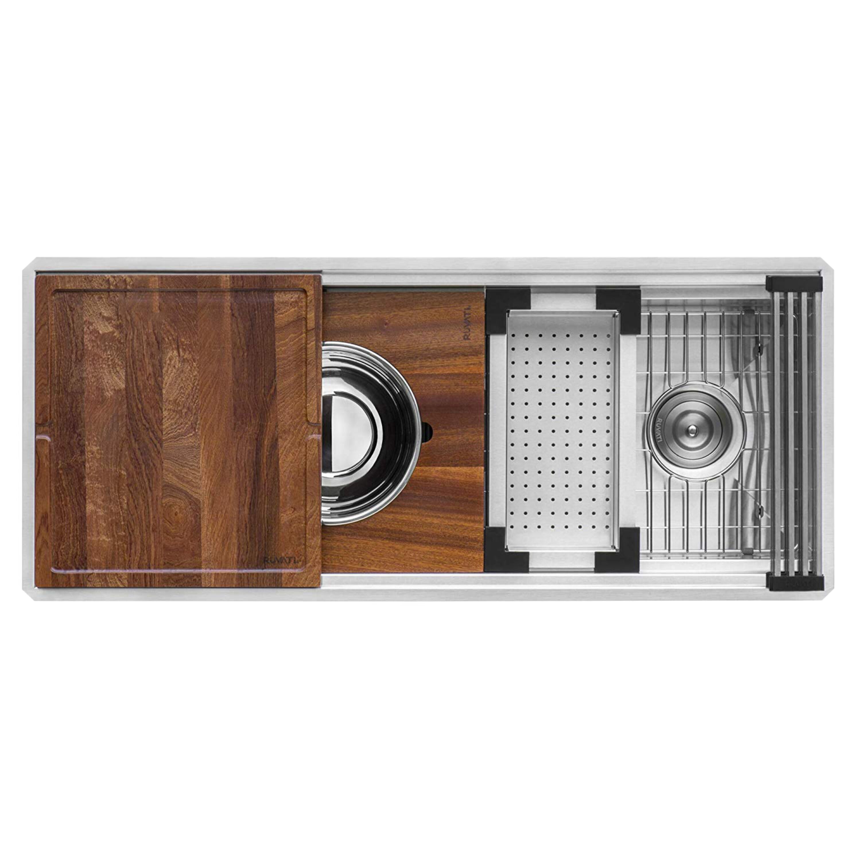 Ruvati Dual Undermount 45-in x 19-in Brushed Stainless Steel Single ...