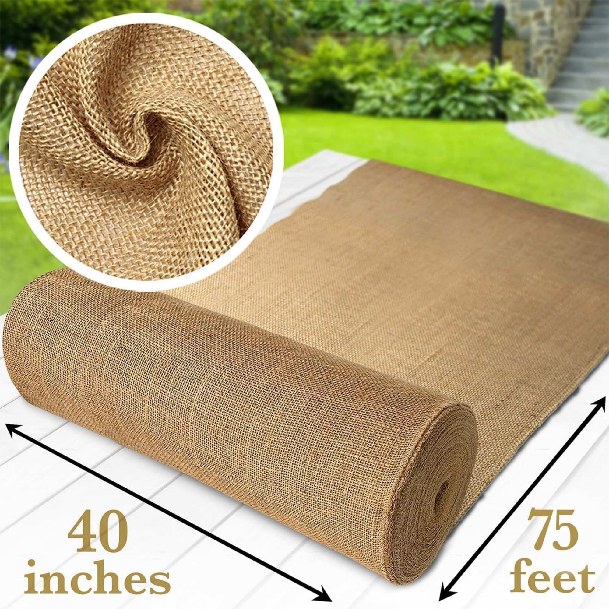 Wudkey 40inx75Ft Multipurpose Natural Gardening Burlap Fabric Roll in ...