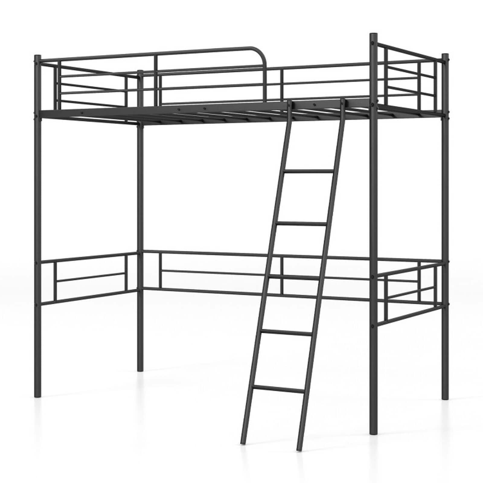 SUGIFT Metal Loft Twin Bed Frame Single High Loft Bed-Black in the Beds ...