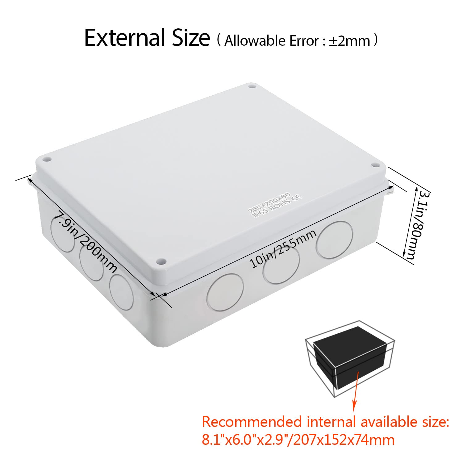 Afoxsos Outdoor Electrical Junction Box IP65 Waterproof Dustproof ABS ...