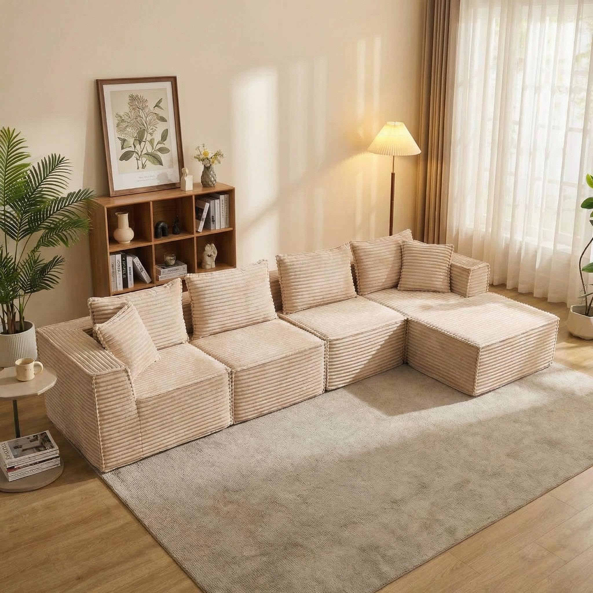 GarveeLife Modular Cloud Sectional Sofa Deep Seat Corduroy Couch with ...