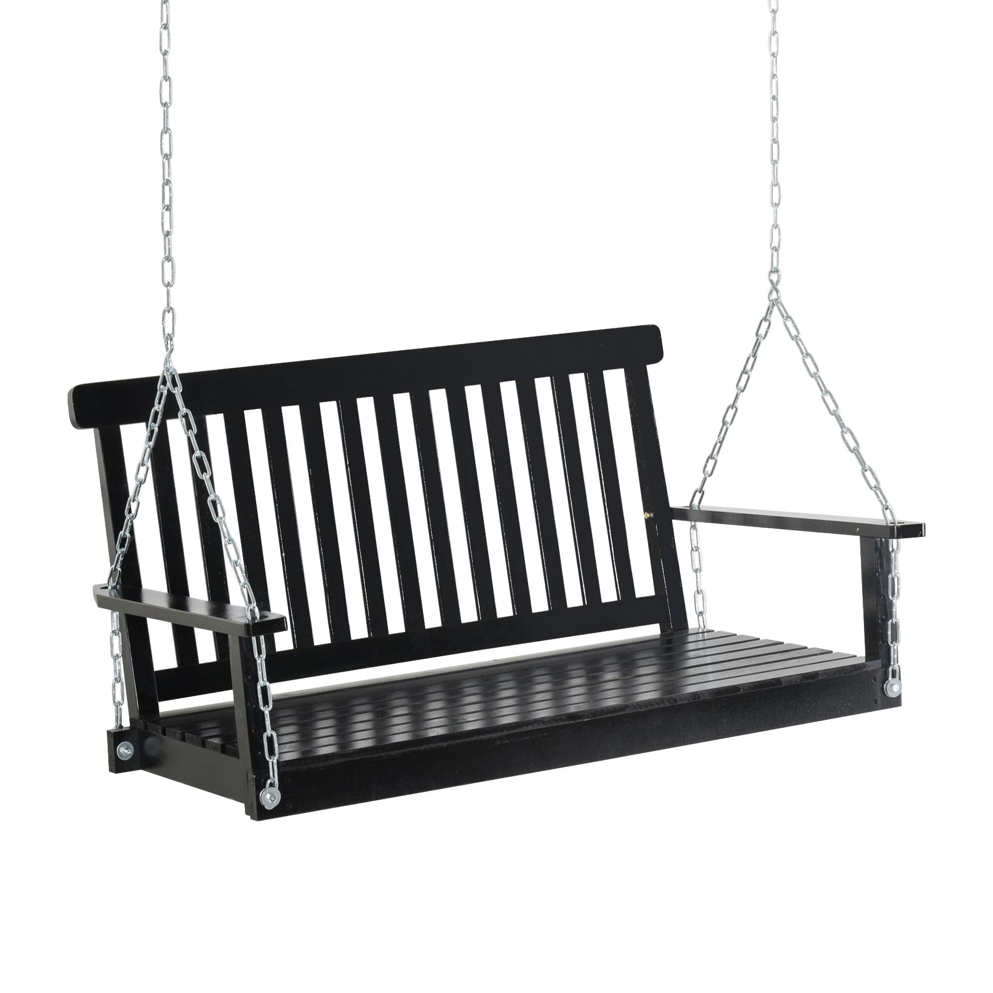 Watnature Outdoor Porch Swing 2 Seater Slatted Wood Patio Swing with ...