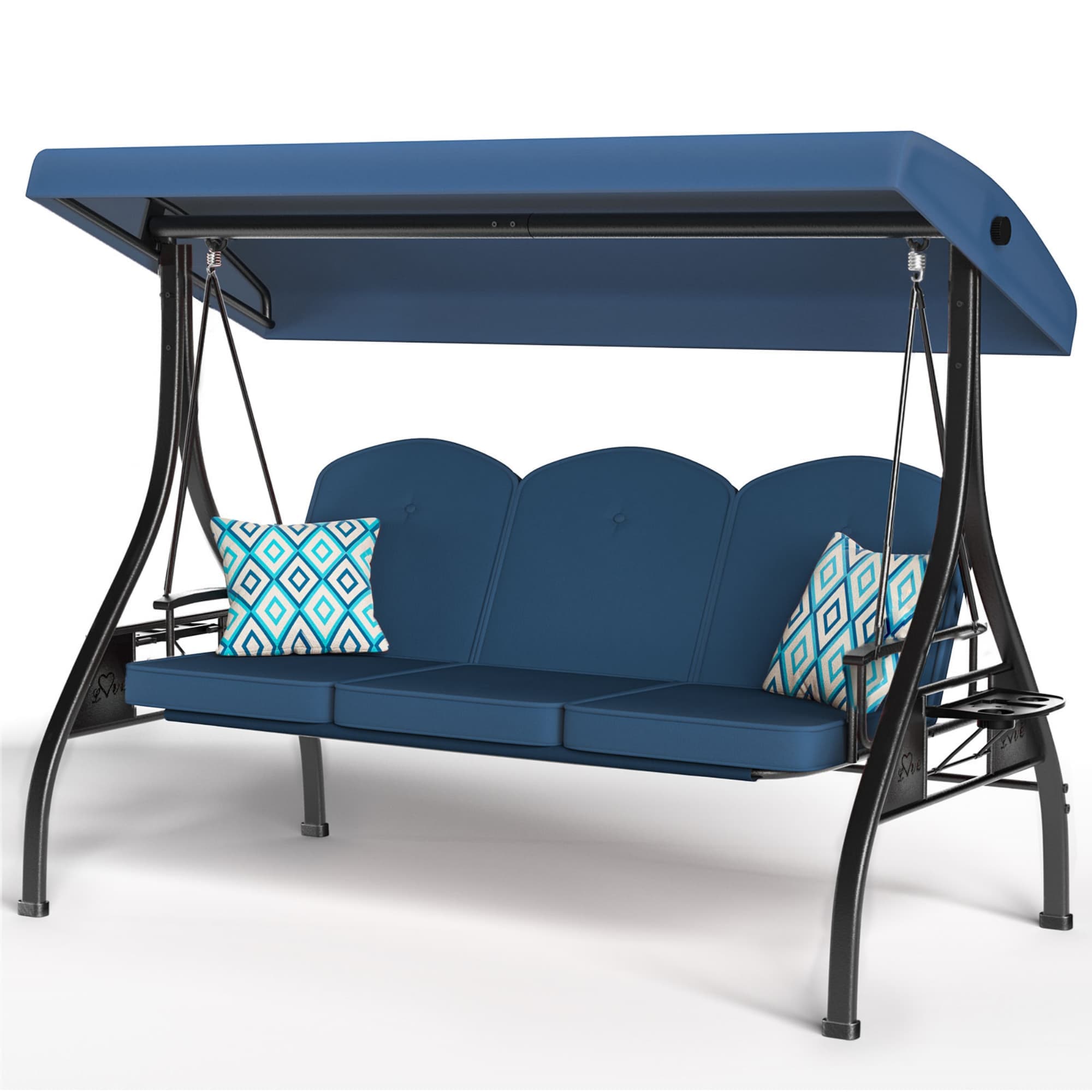 Ama Pear 3 Seat Outdoor Porch Swing 800LBS 2 in 1 Swing Bed with ...