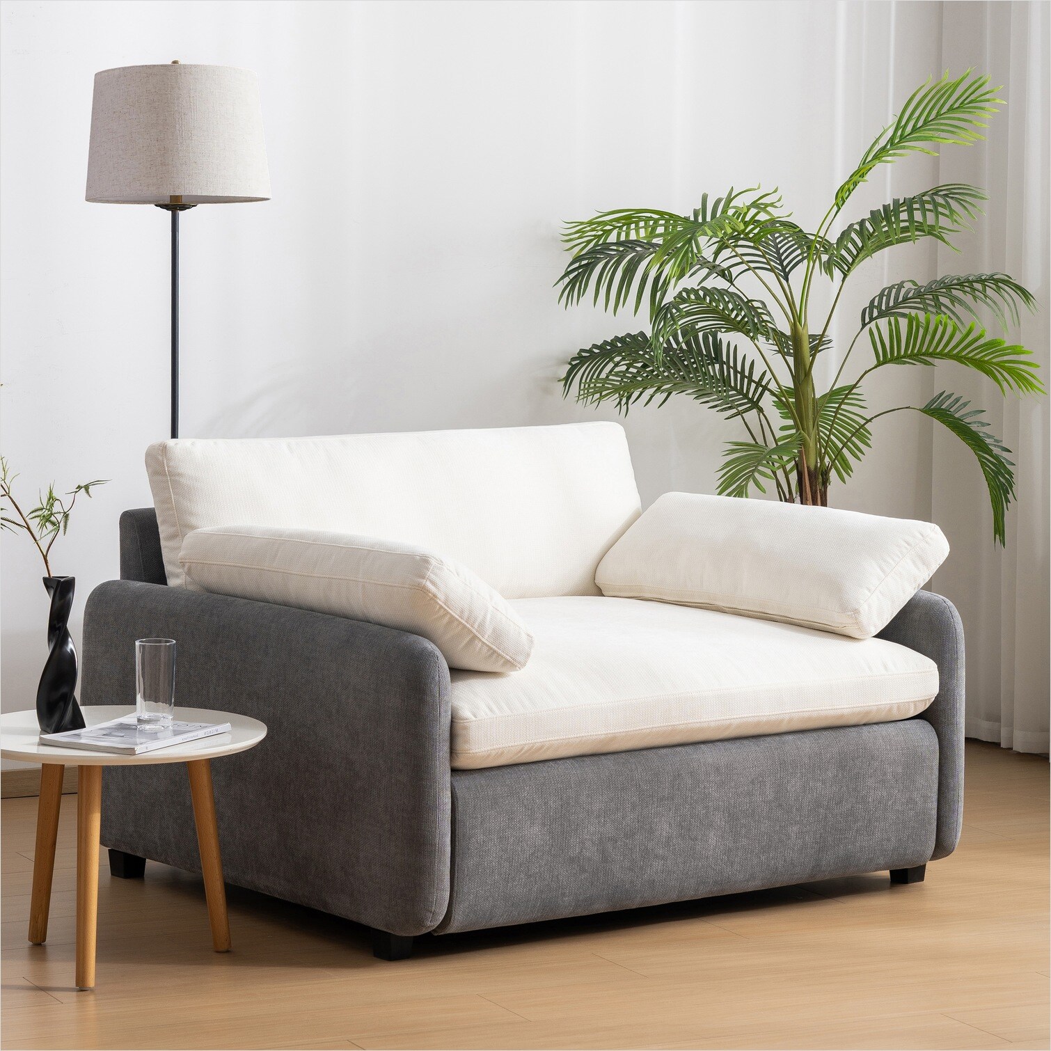 Naturefalls Chenille Upholstered Oversized Armchair with Pillow Arms 50 ...