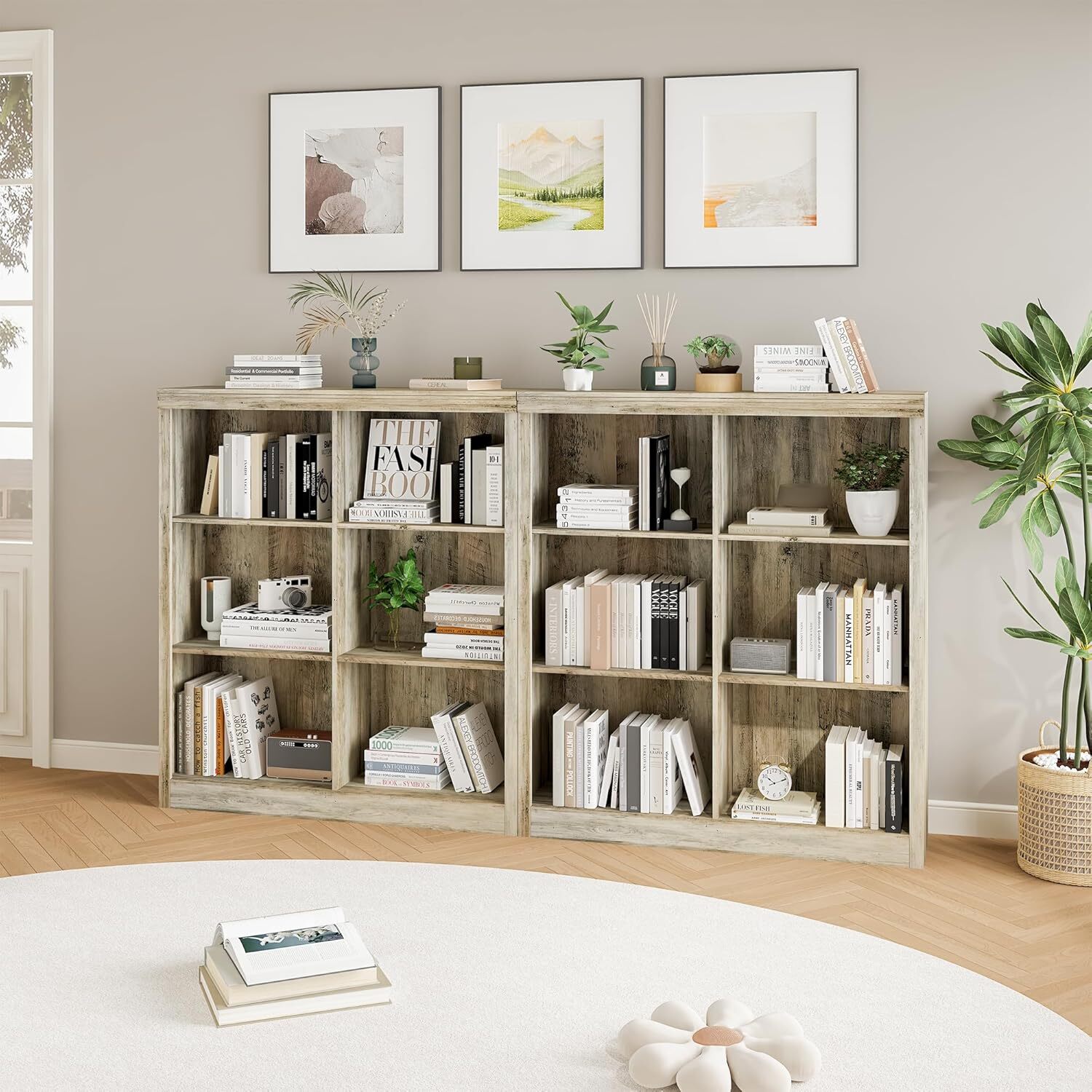 Qeetex 6 Cube Storage Organizer Shelf 53 Inch Tall Bookcase with Anti ...
