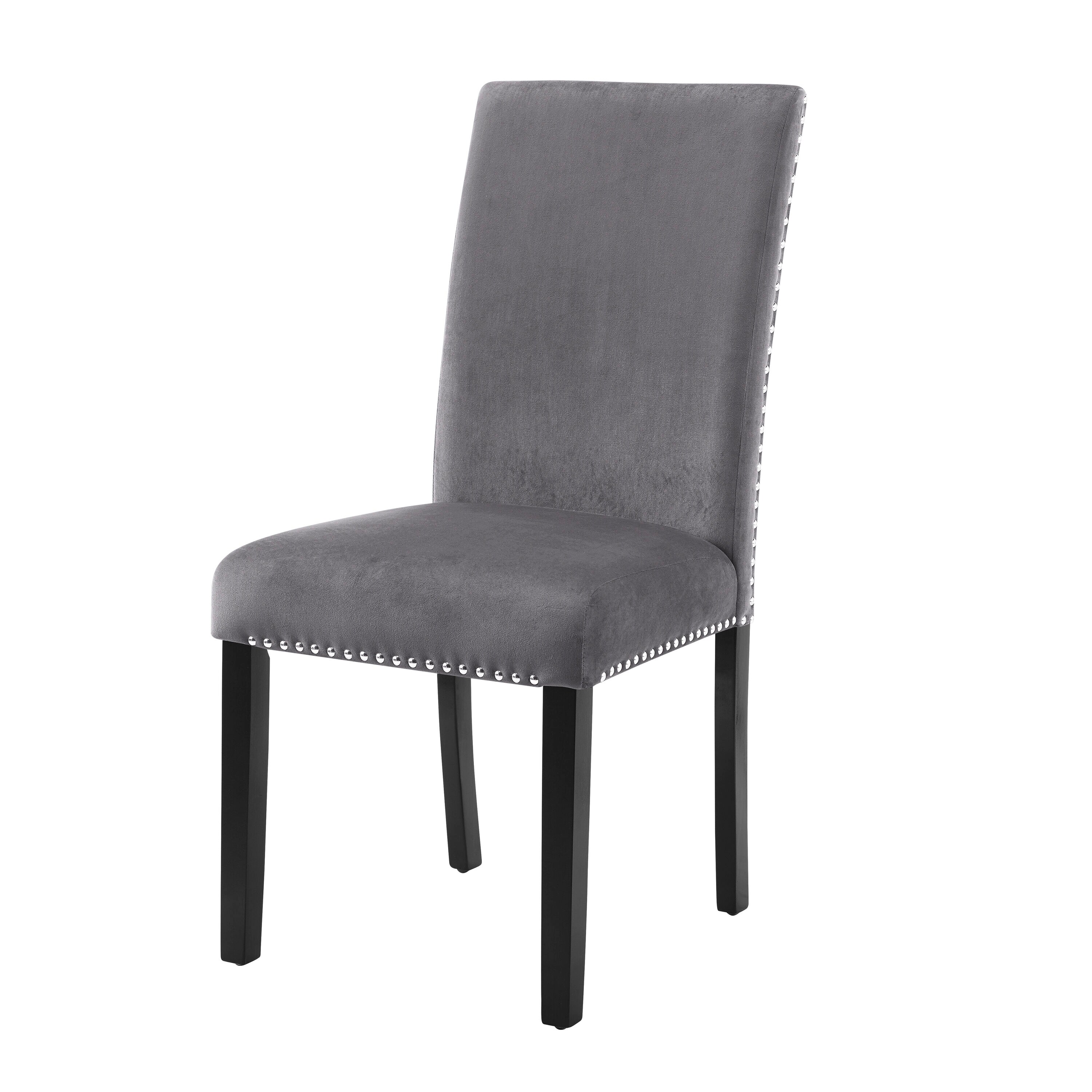 GDFStudio Contemporary Velvet Dining Chair Set of 2 in Gray with ...