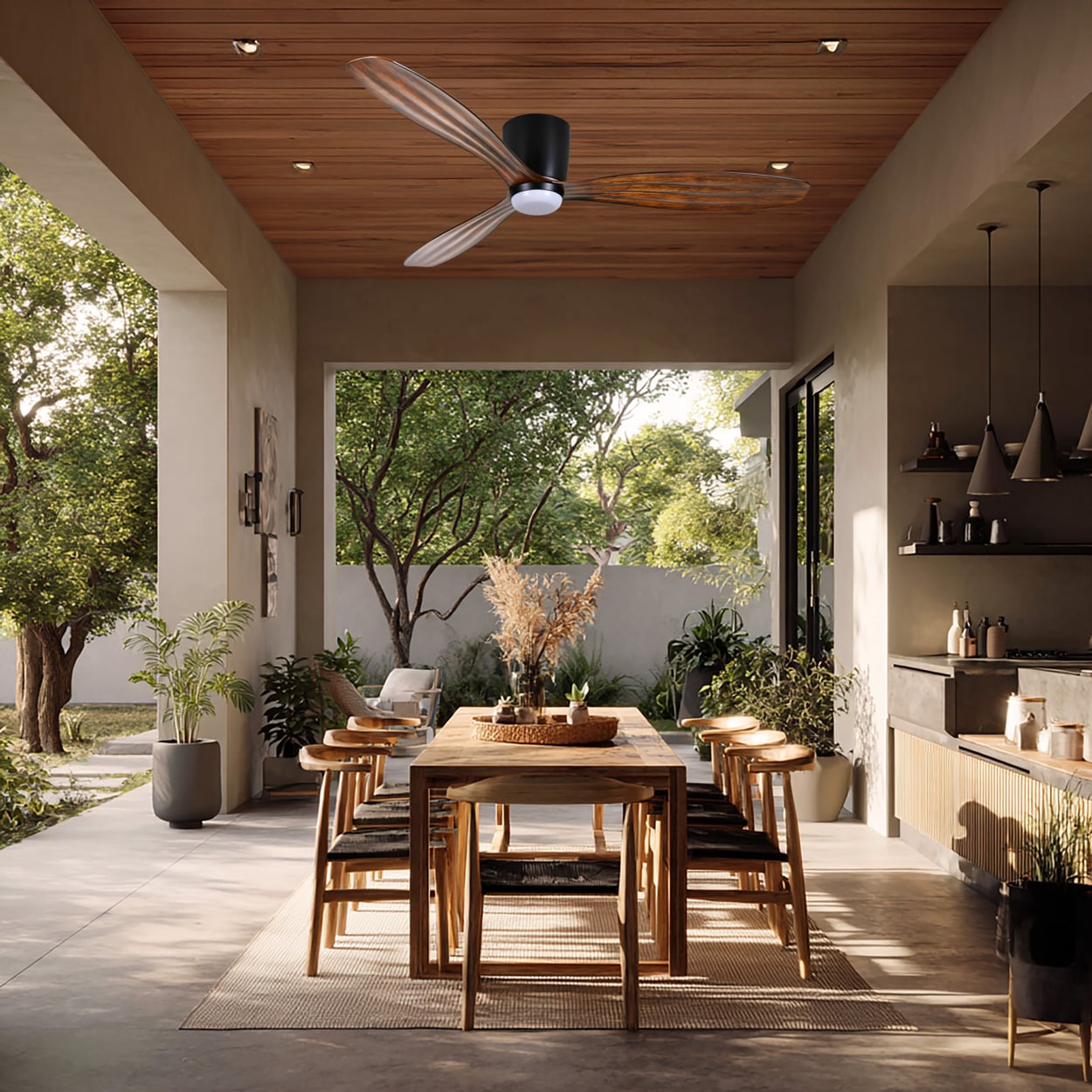 Minka Aire Ventiara 52-in Coal Black with Distressed Koa Blades LED ...