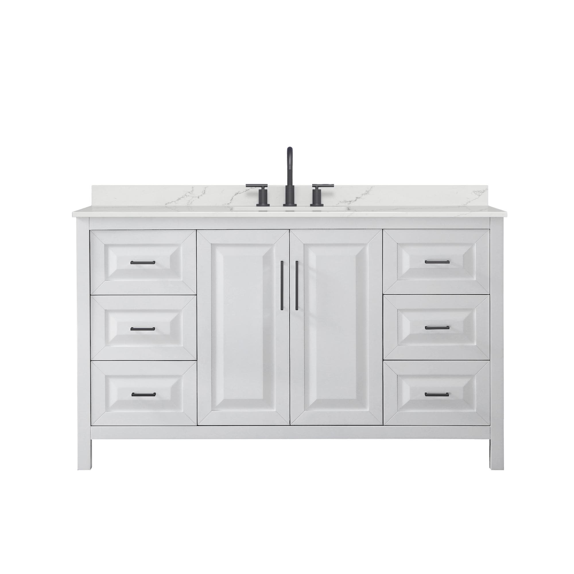 Wyndham Collection Daria 60-in White with Matte Black Trim Undermount ...