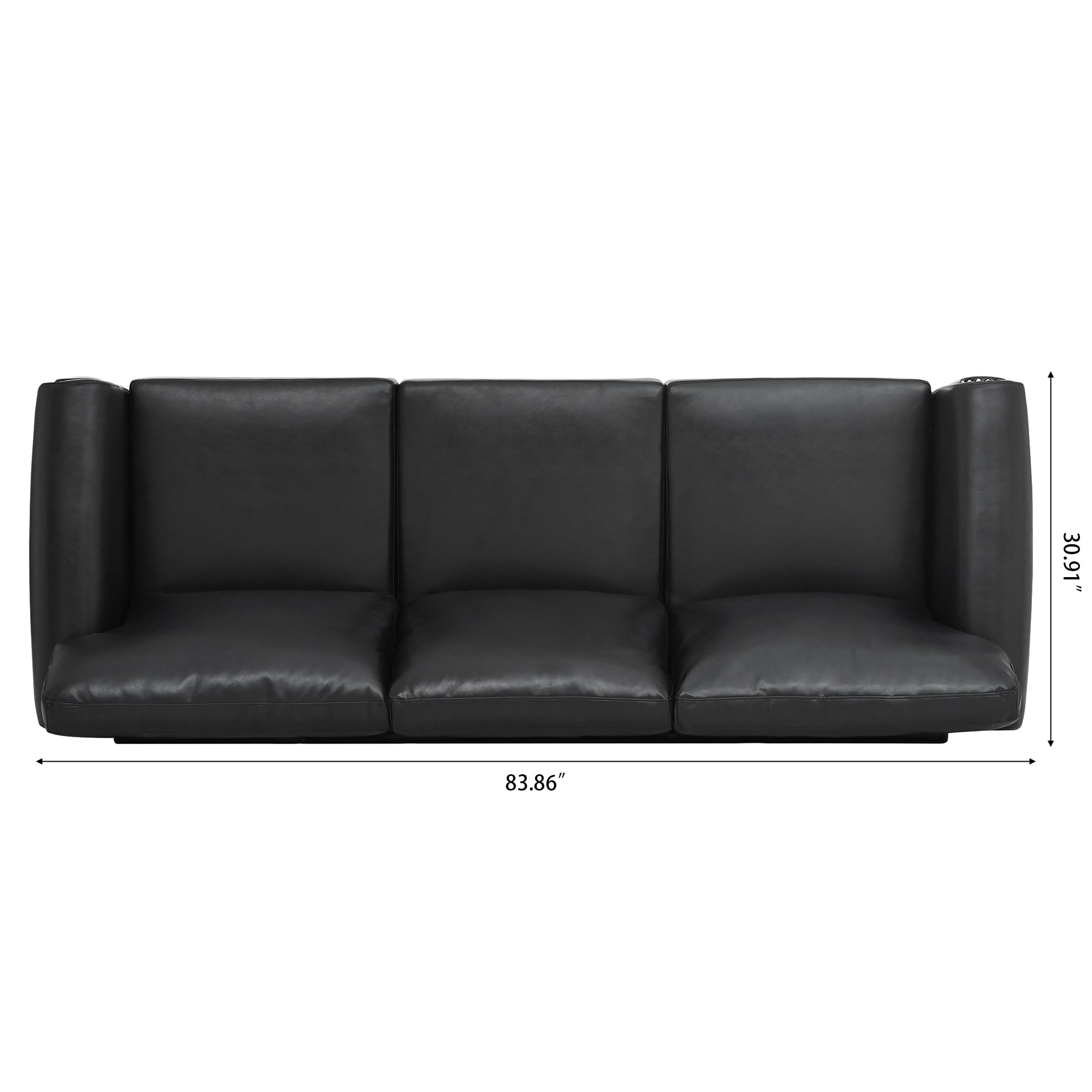 JPJPUU 3 Seater Black PU Modular Sectional Sofa Couches Seat Sofas for ...