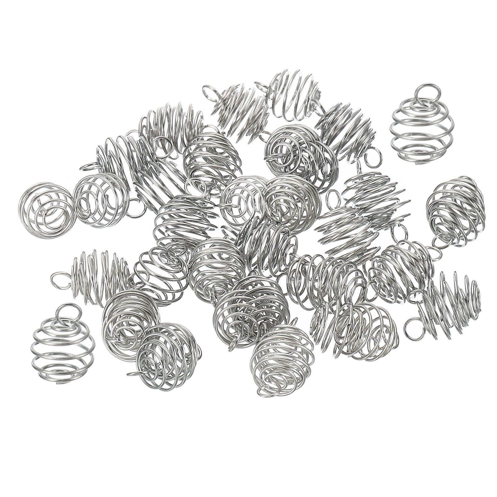 PATIKIL Spiral Bead Cages Pendant 50pcs 8x9mm Stainless Steel Spring ...