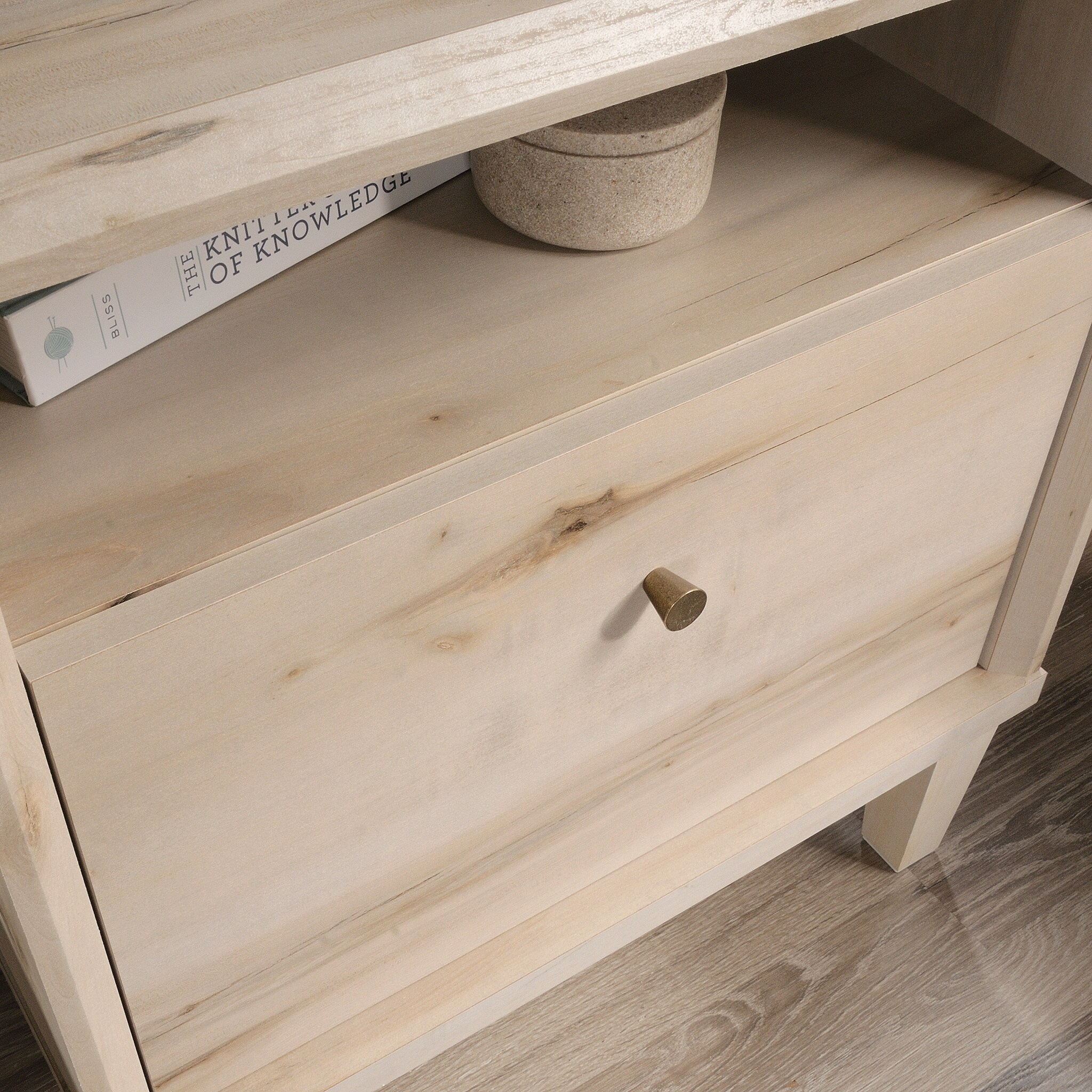 Blisstyle Coastal Night Stand with Large Drawer Brown Finish Modern ...