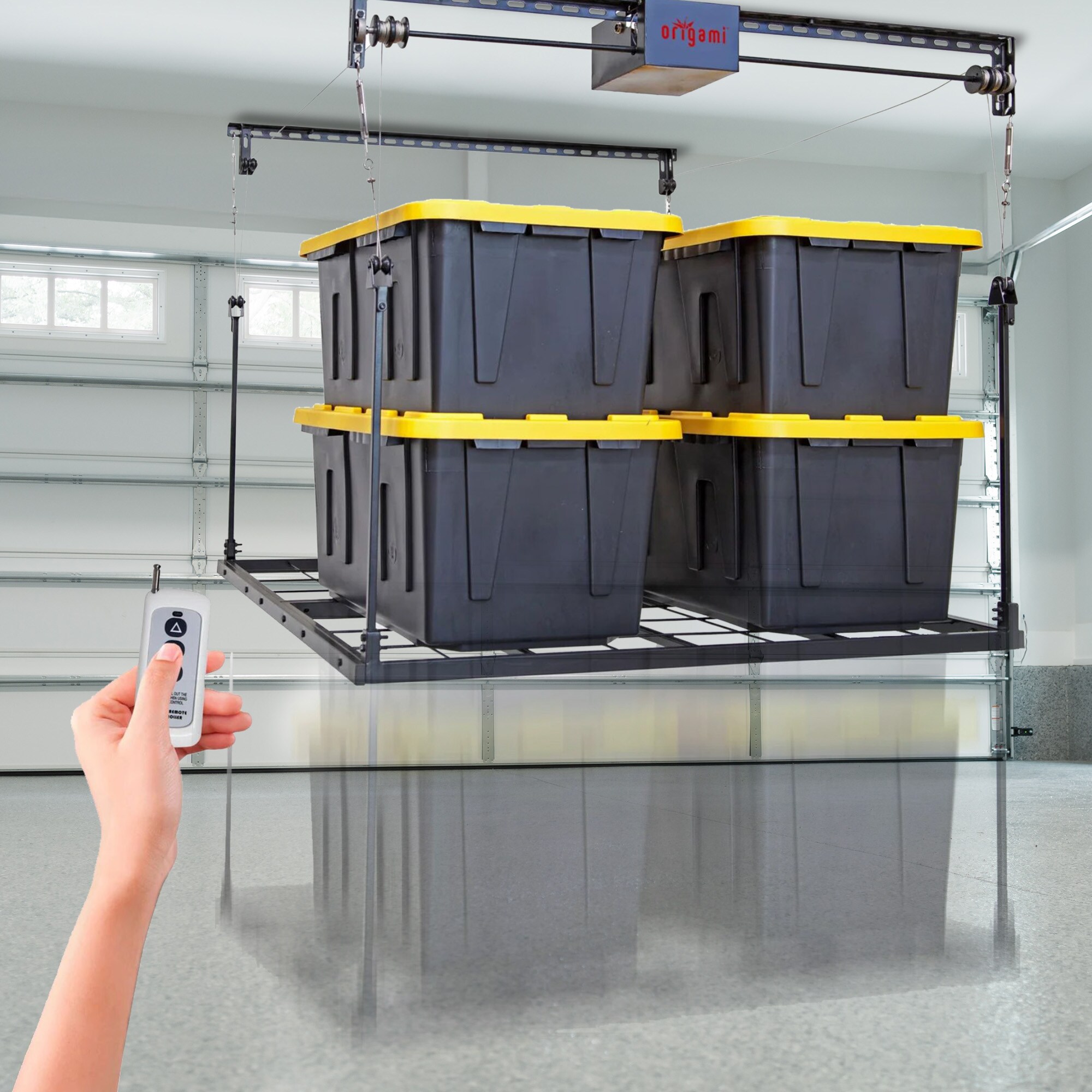 Origami Motorized Garage Ceiling Storage Rack 52 Inches x 25 Inches ...
