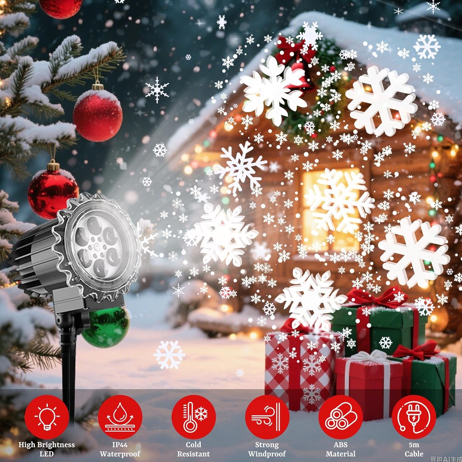 Etokfoks 1 Piece 3D Snowflake Christmas LED Projector Light Outdoor ...