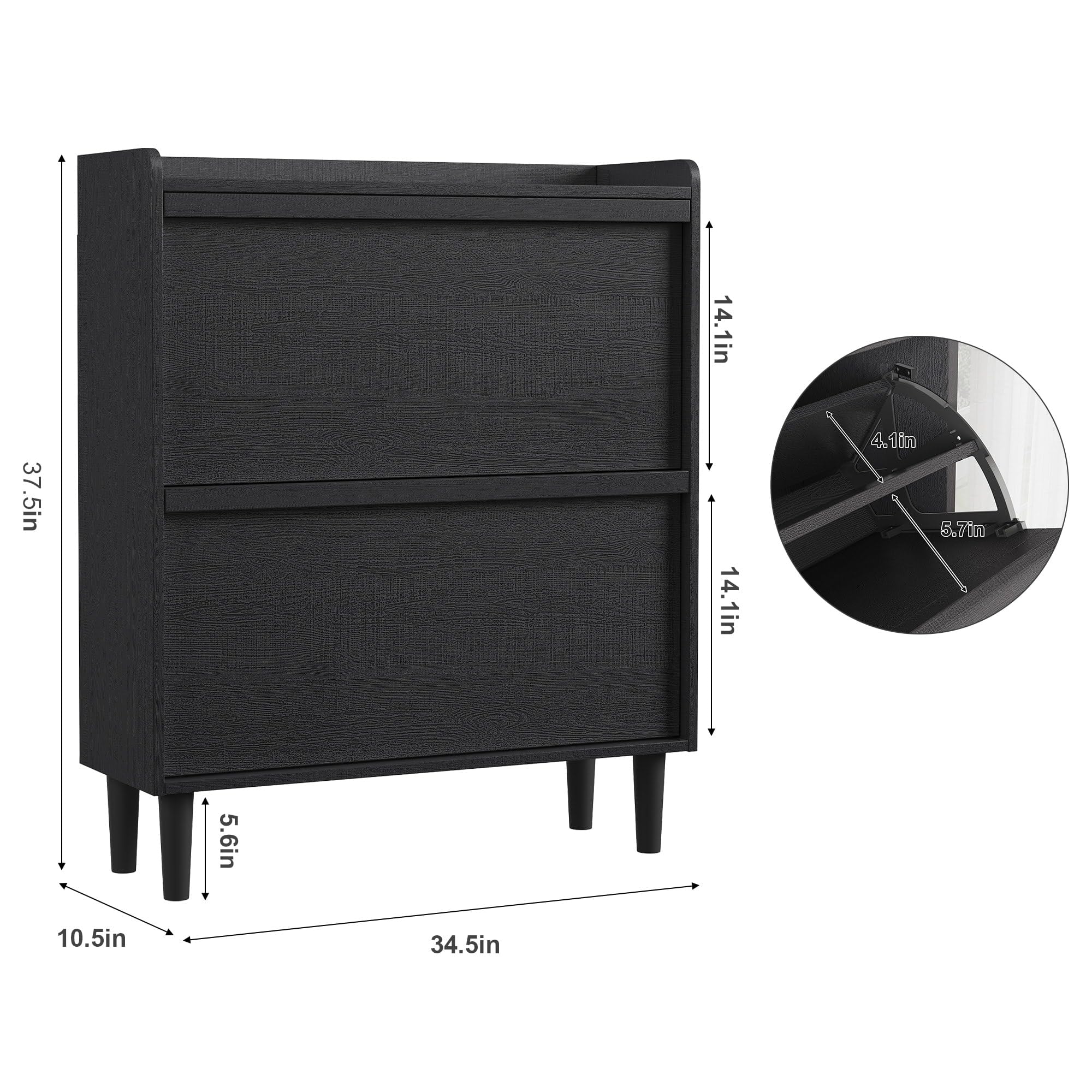 GarveeLife Shoe Cabinet with 2 Flip Drawers Hidden Entryway Shoe ...