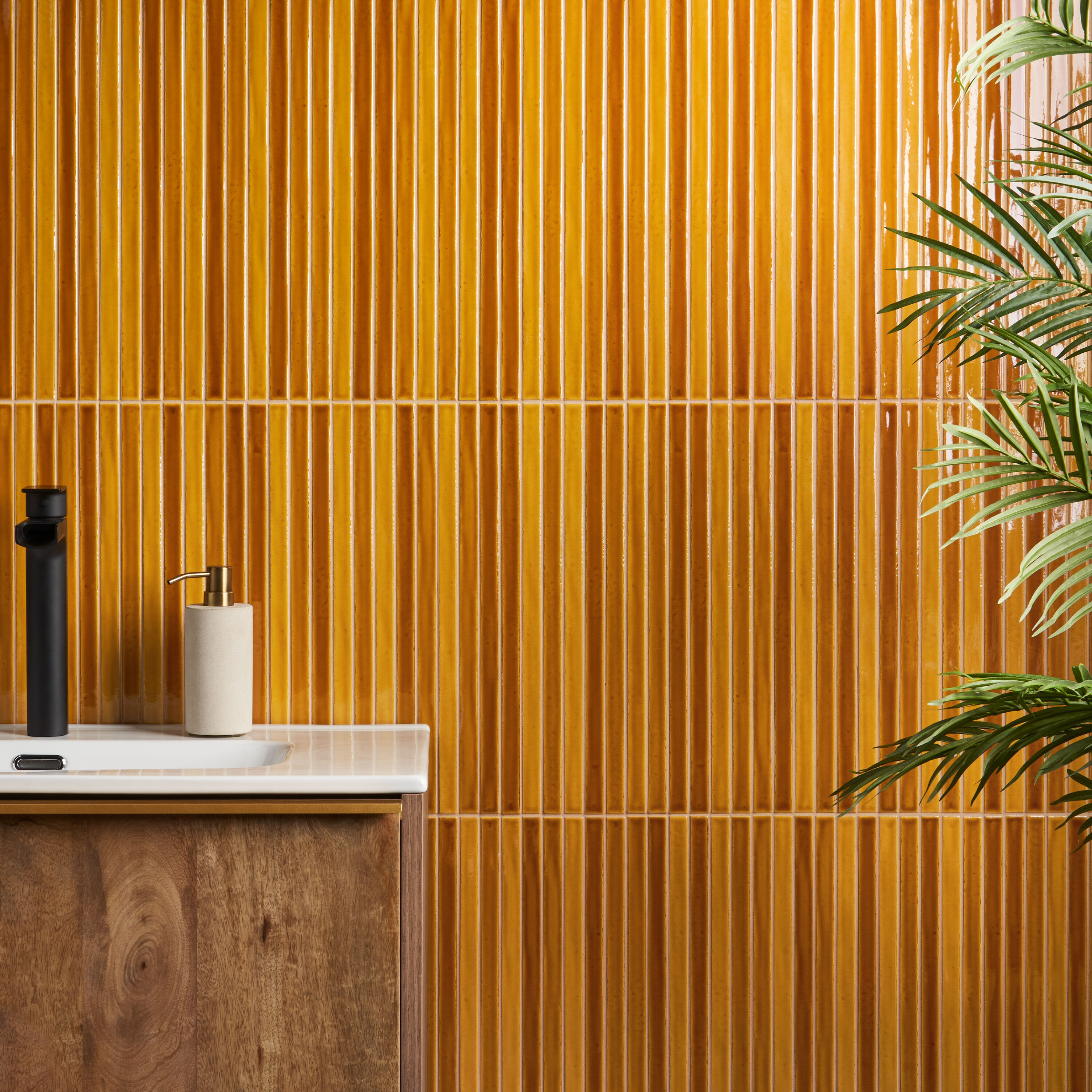Artmore Tile Takara Mustard Yellow 6-in x 18-in Glossy Ceramic Subway ...