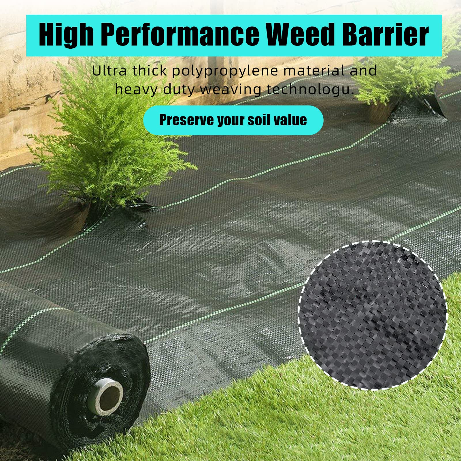 GarveeLife 3.2oz Weed Barrier Fabric 3ft X 300ft High Permeability ...