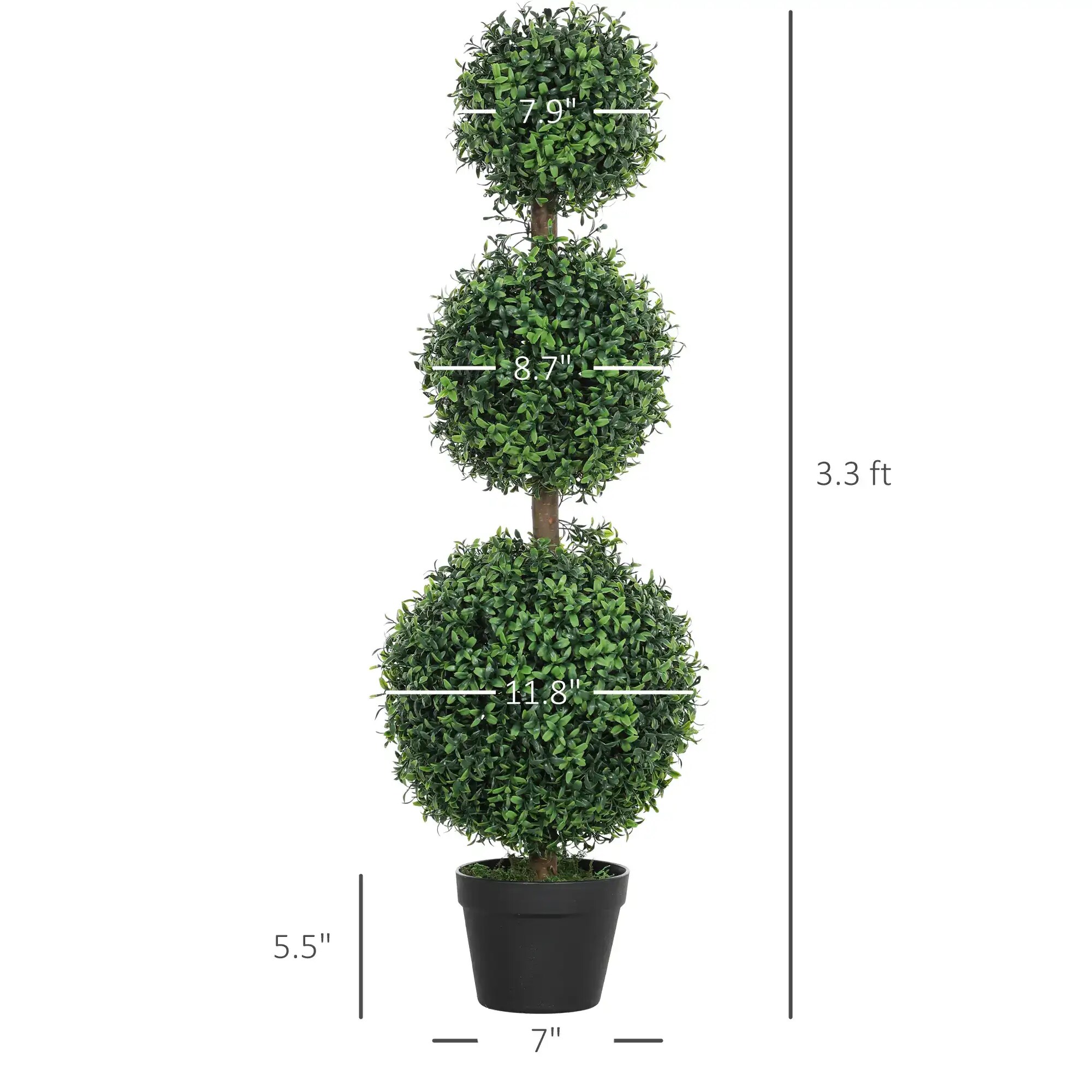 Vynxaria Two Piece Set Artificial Ball Boxwood Topiary Trees UV ...