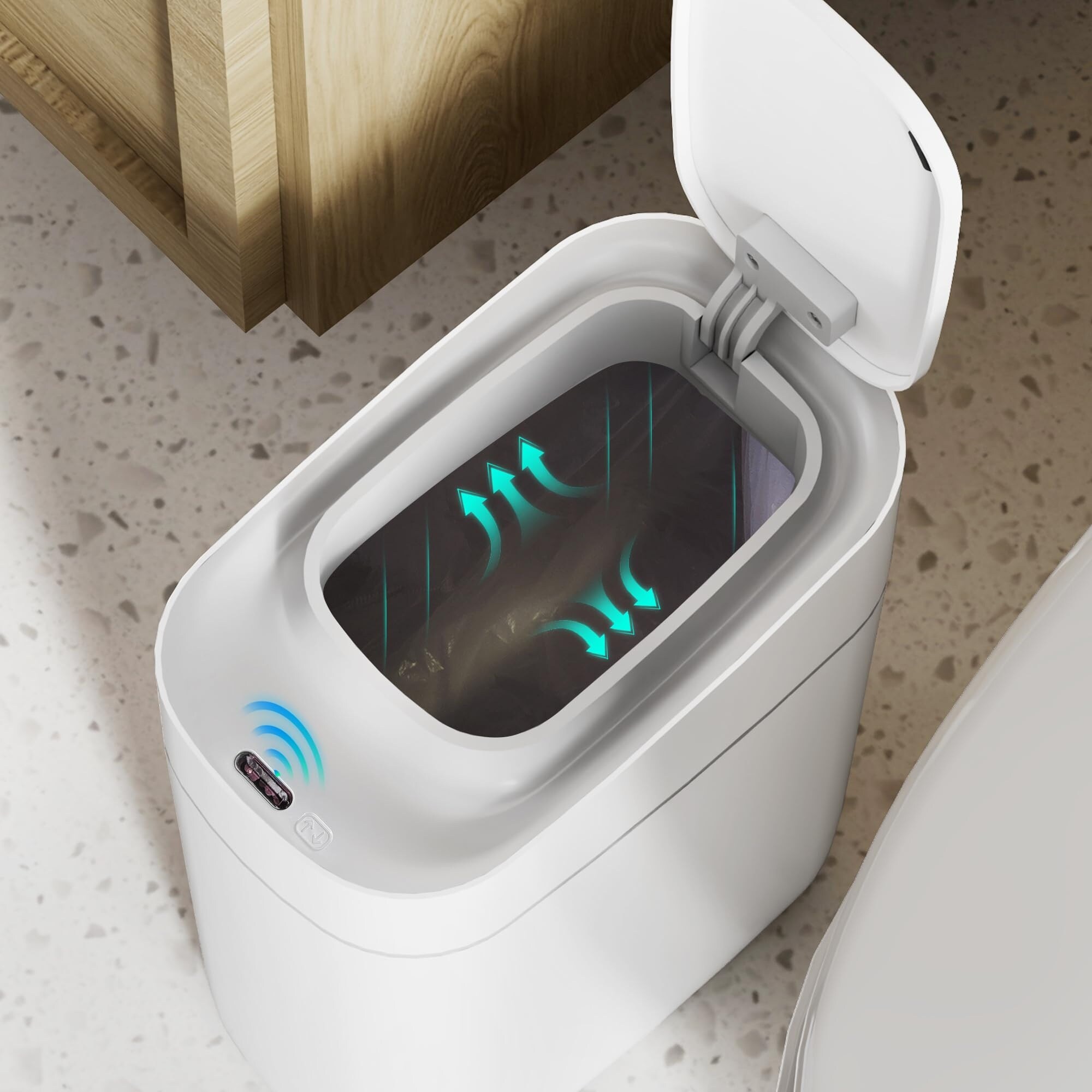 Vrbgify 1 Piece 9 Liter 2.4 Gallon Motion Sensor Bathroom Trash Can ...