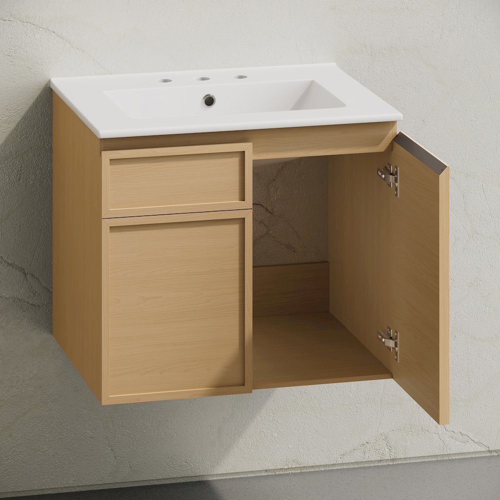 Swiss Madison 24 WallMounted Bathroom Vanity in Natural Oak with 3Hole ...