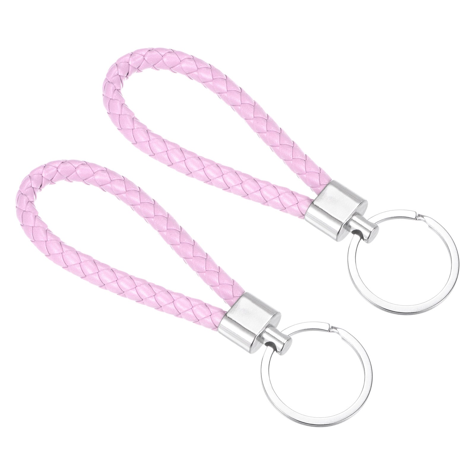 PATIKIL Braided Leather Keychain 2pcs PU Key Ring Woven Decoration ...