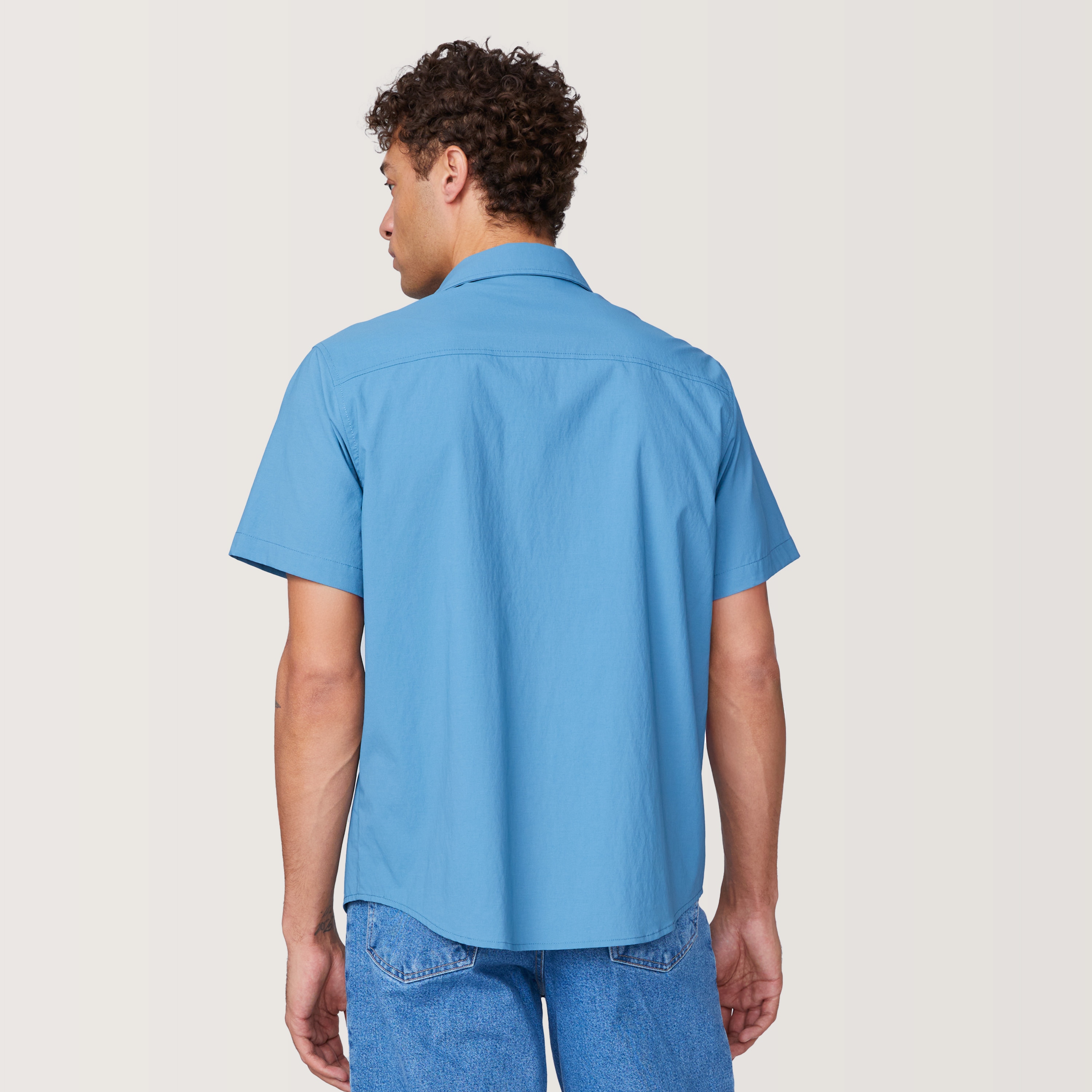 Free Country Explorer Men's Blue Light weight Woven Short sleeve Solid ...