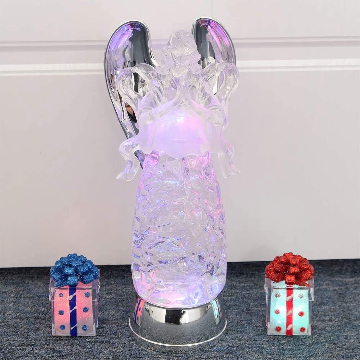 Etokfoks Color Changing Angel Lighted Snow Globe Water Lamp with 6 Hour ...