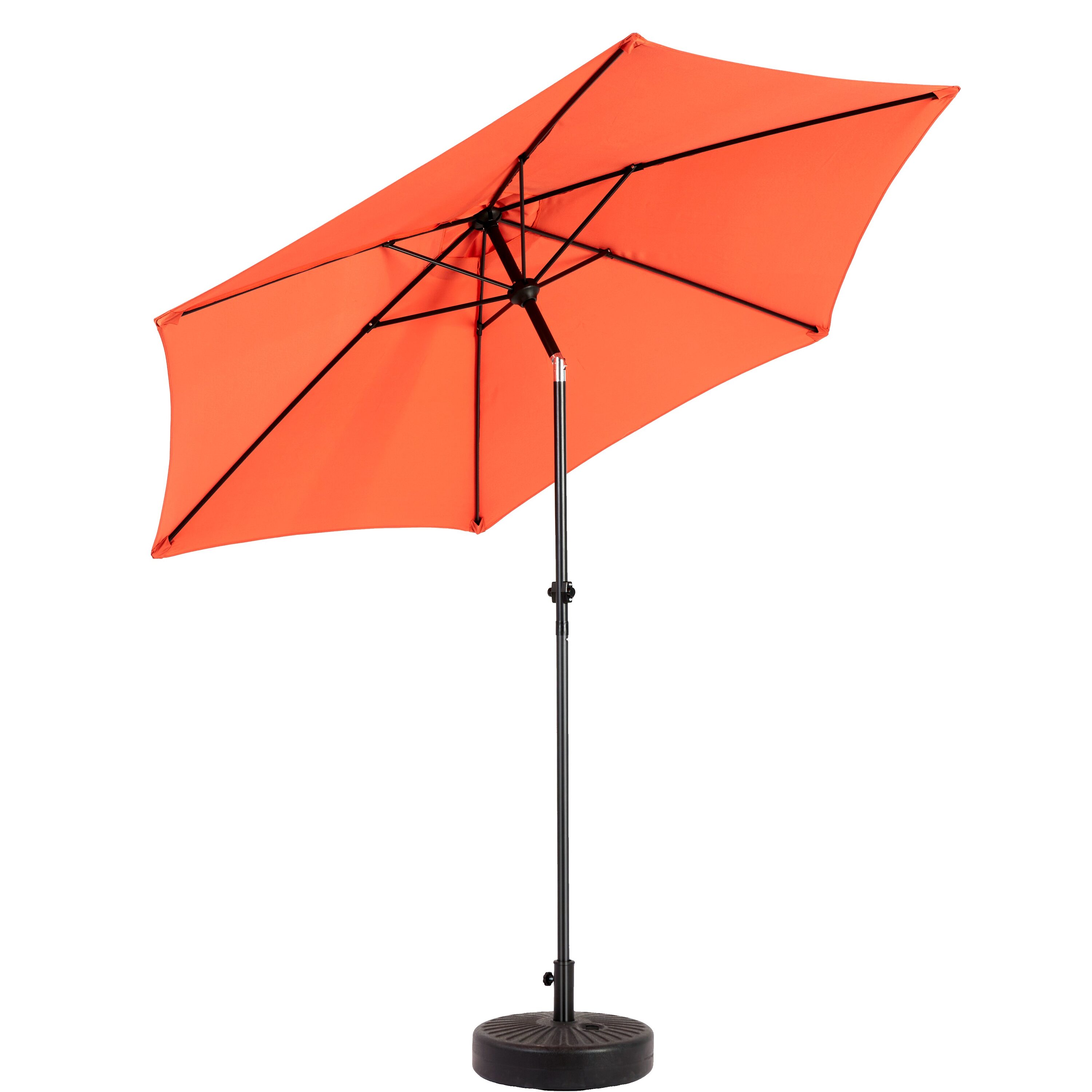 AHIOU HOME 9-ft Steel Orange Push-button Tilt Market Patio Umbrella in ...