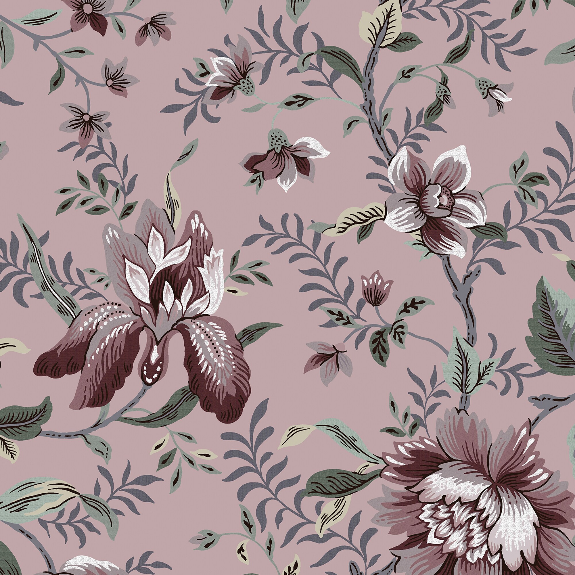 Laura Ashley 56-sq ft Pale Blackberry Non-woven Floral Unpasted ...