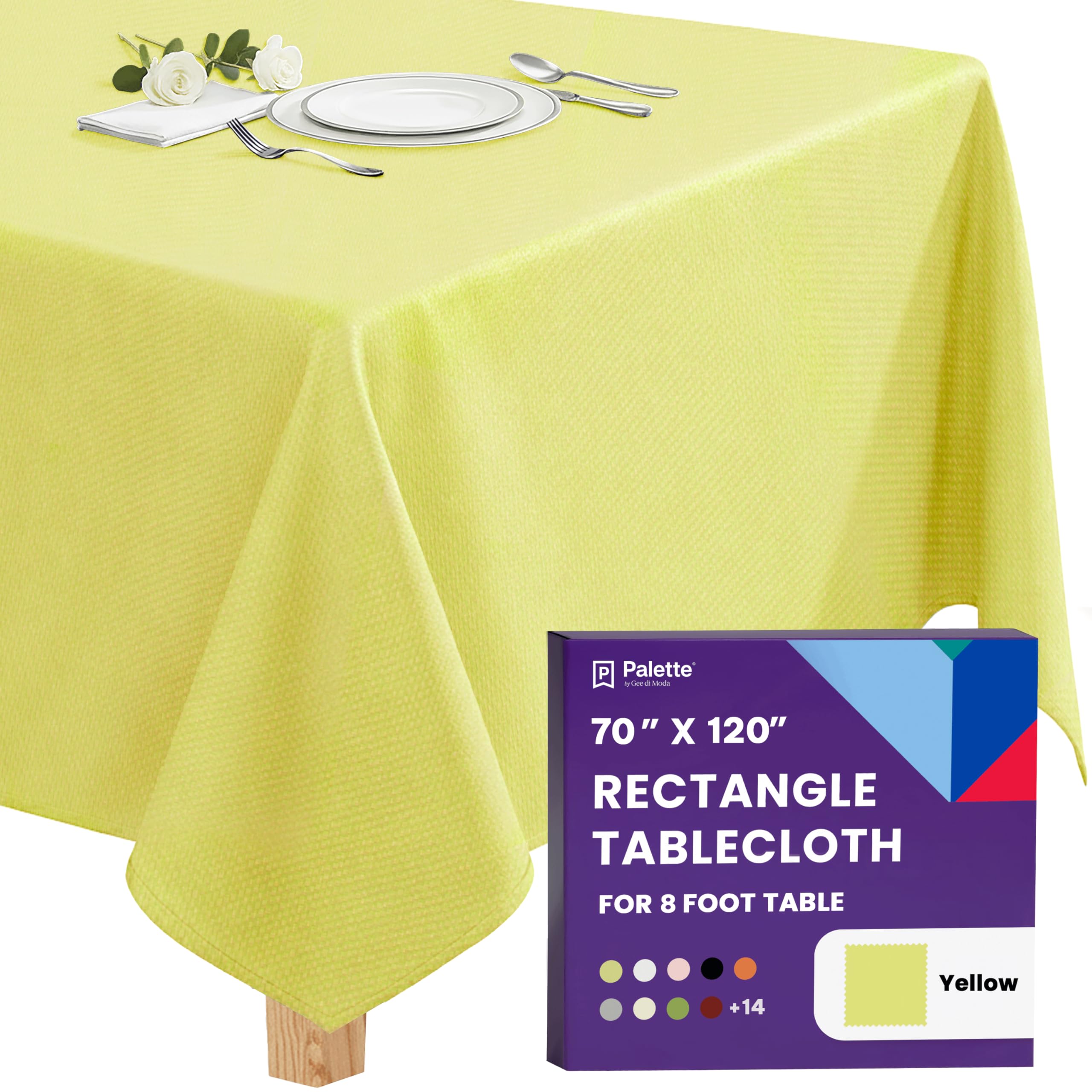 Gee Di Moda Rectangle Tablecloth - 70 x 120 Inch Yellow Rectangle Table ...