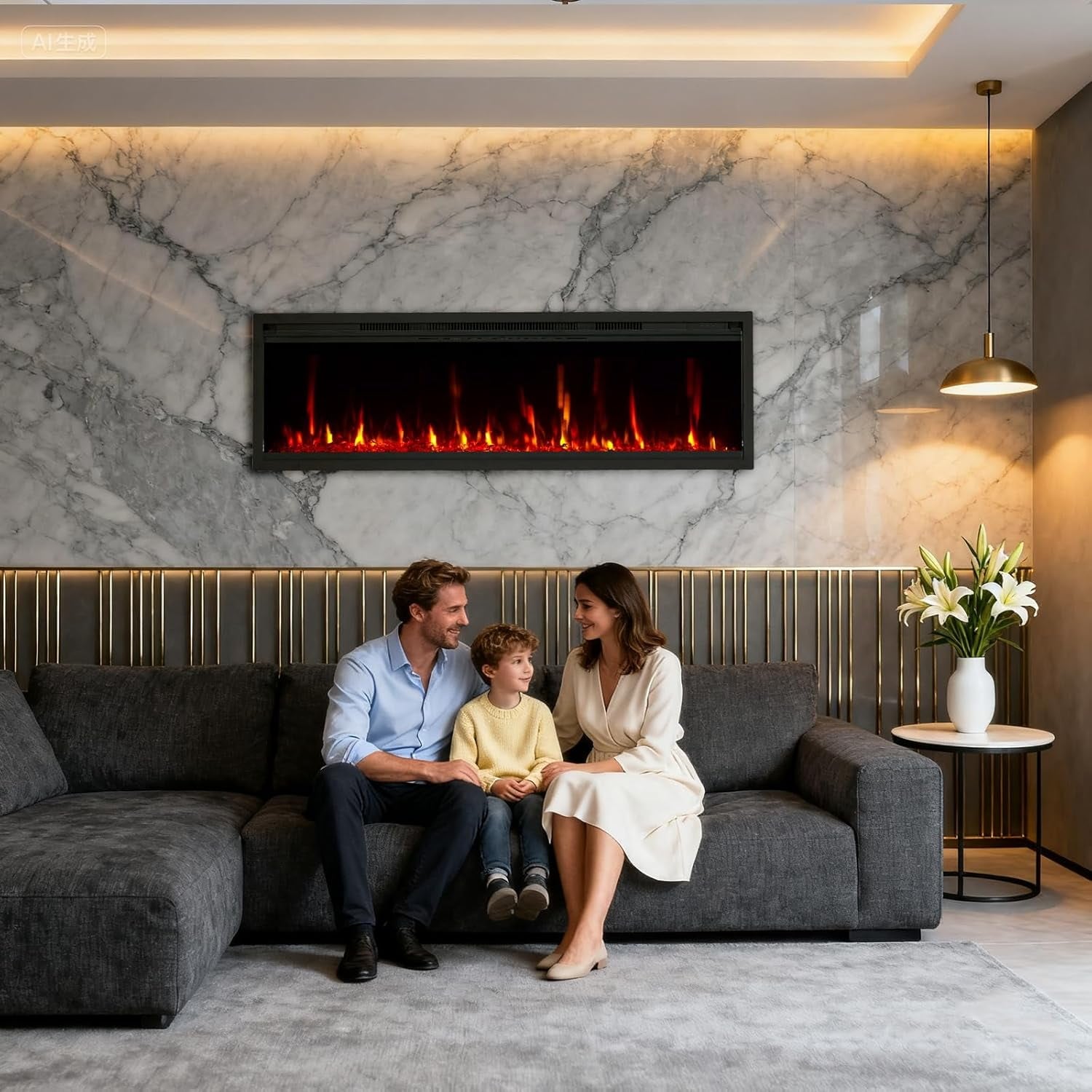 Garvee 42inch Ultra-Thin Electric Fireplace Wall Mounted or Recessed ...