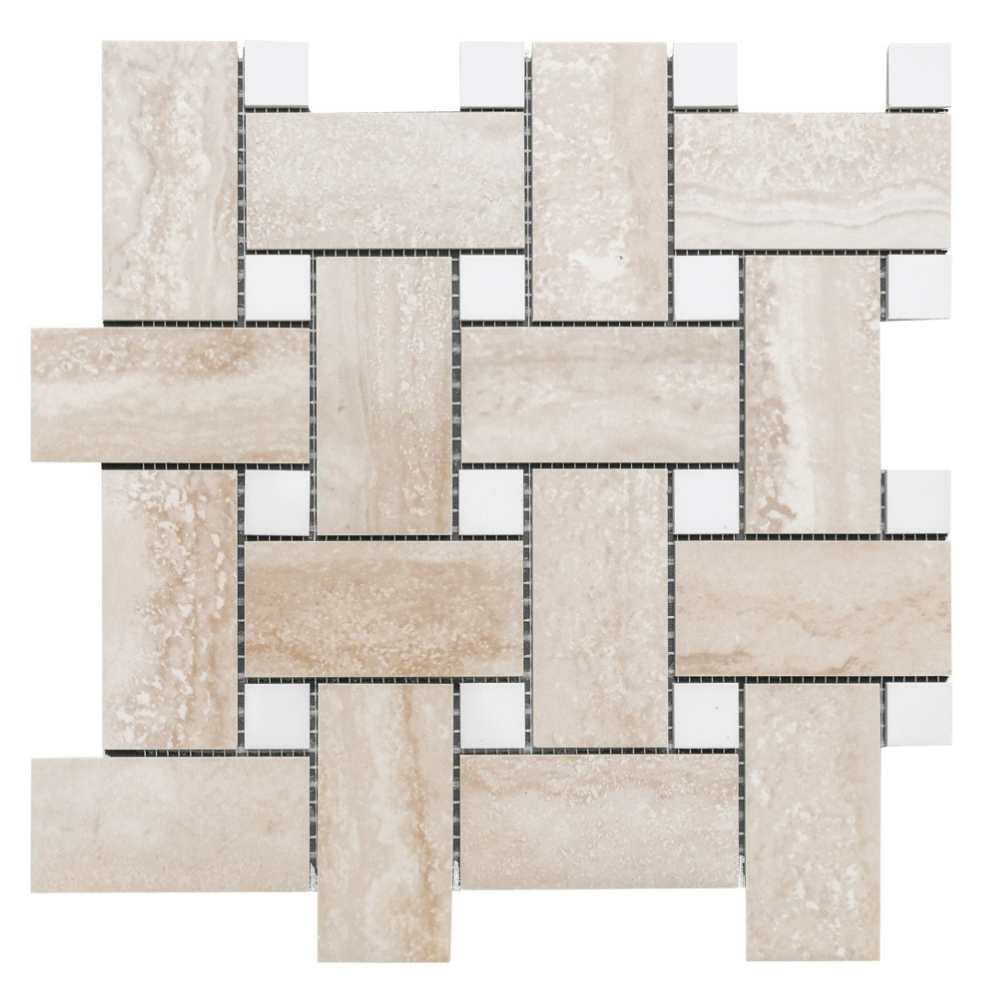 The Tile Life Sample - Stately Basketweave Travertine 4-in x 4-in ...