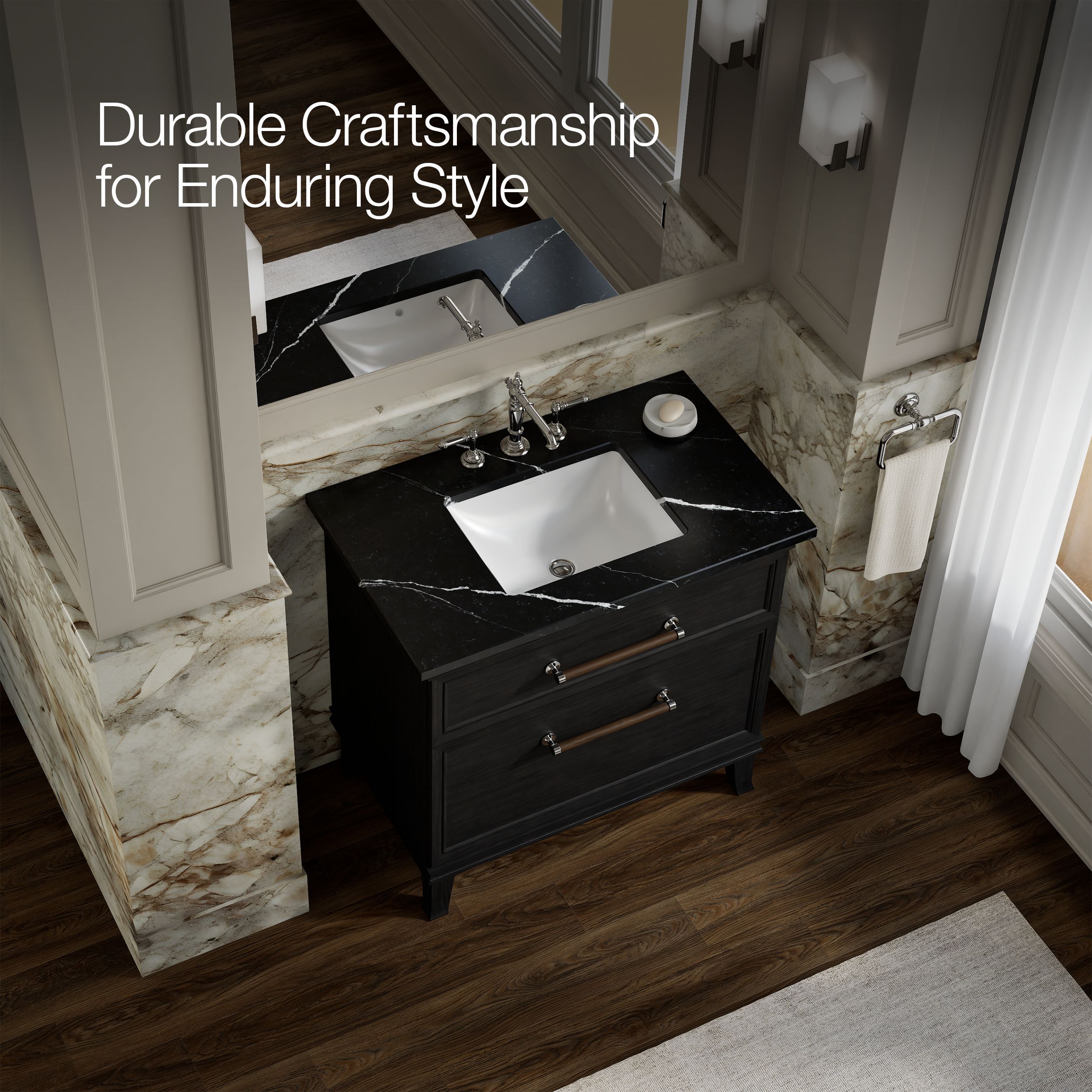 KOHLER Artifacts 36-in Carbon Oak Undermount Single Sink Bathroom ...