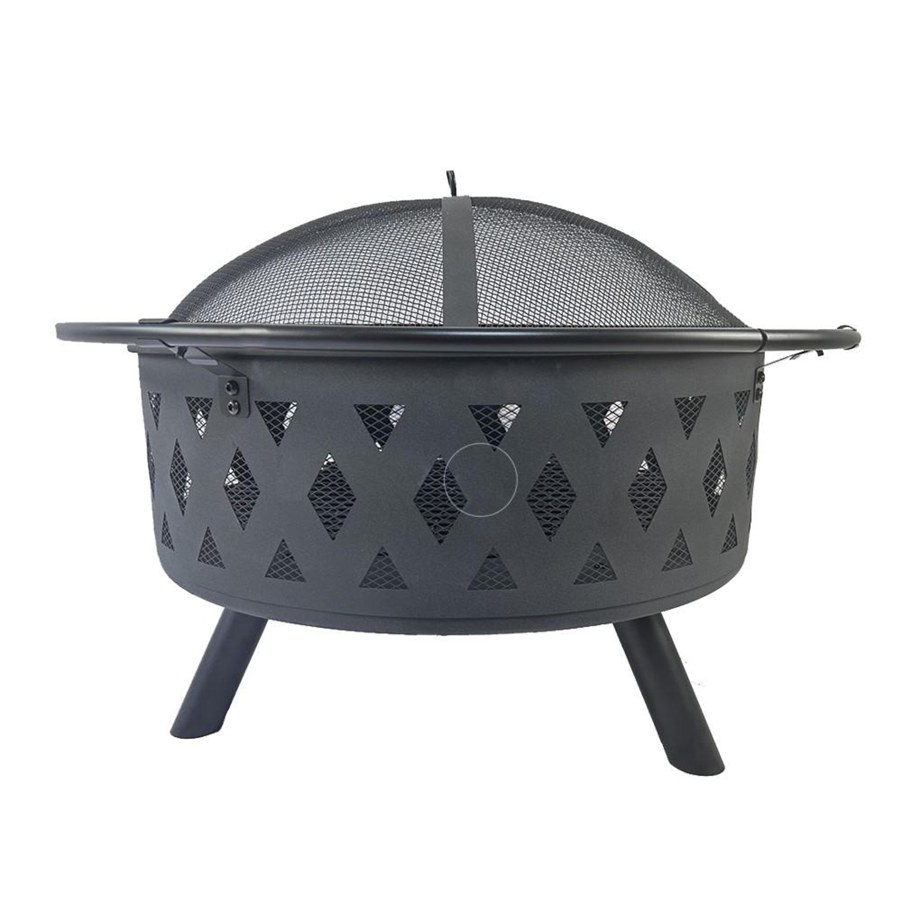 Bayfeve Outdoor Wood Burning Firepit 32-in W Iron Round Portable Wood ...