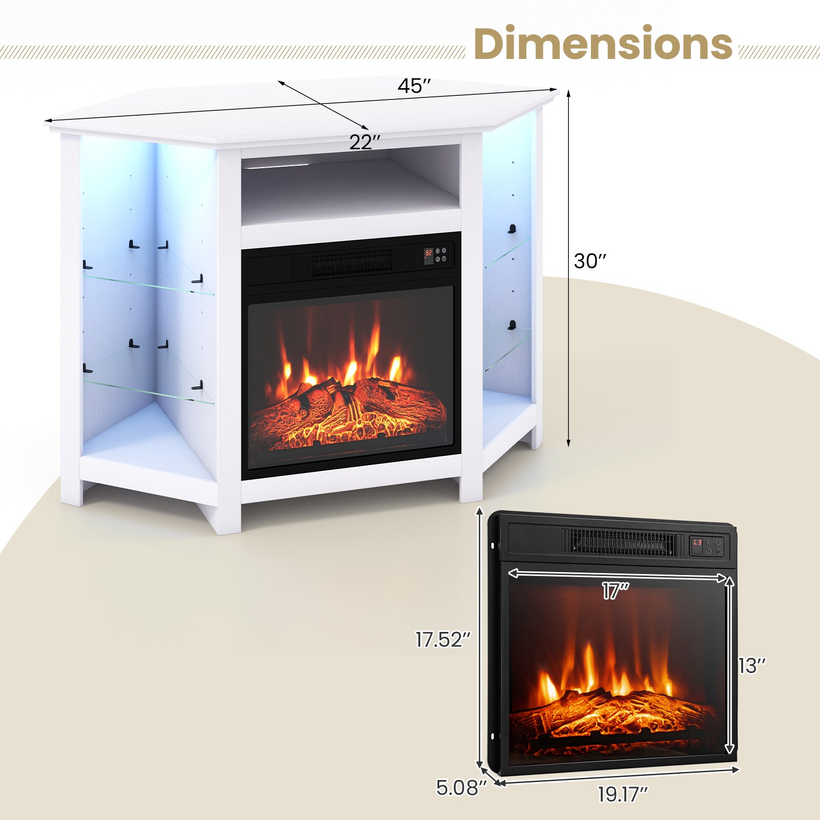 Slickblue Modern TV Stand Electric Fireplace - Accommodates 50-Inch TV ...