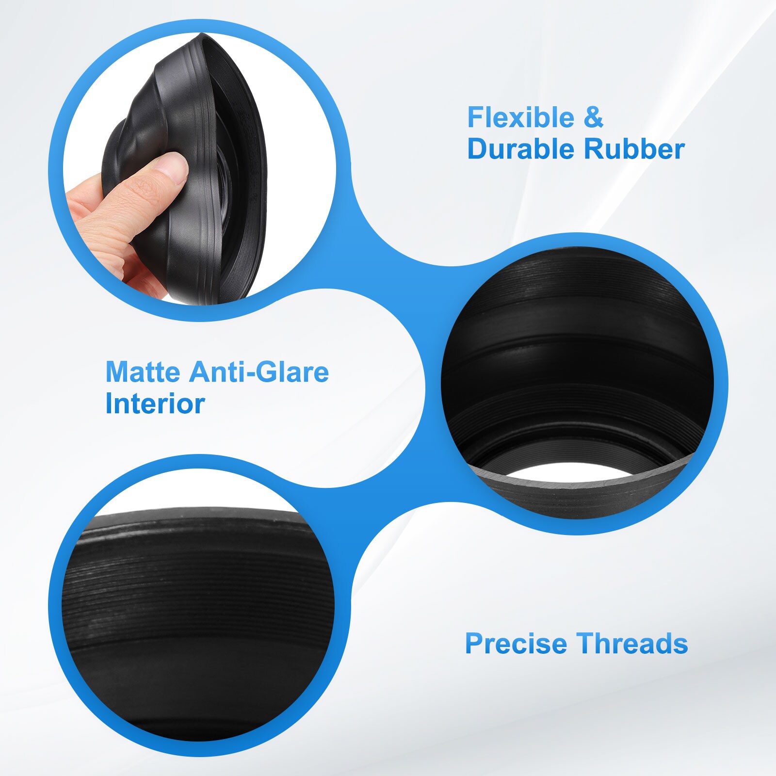 PATIKIL 49mm Rubber Camera Lens Hood Collapsible in 3 Steps Black ...