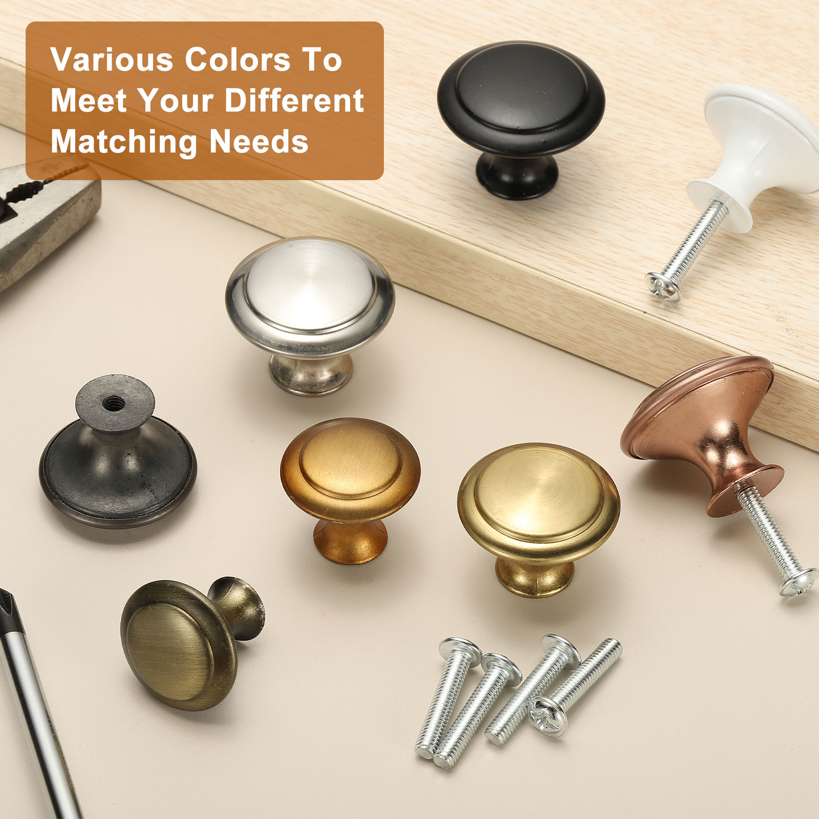Unique Bargains 8pcs Stainless Steel Cabinet Knobs 27mm/1.1 Inch Mushroom Drawer Knob Single ...
