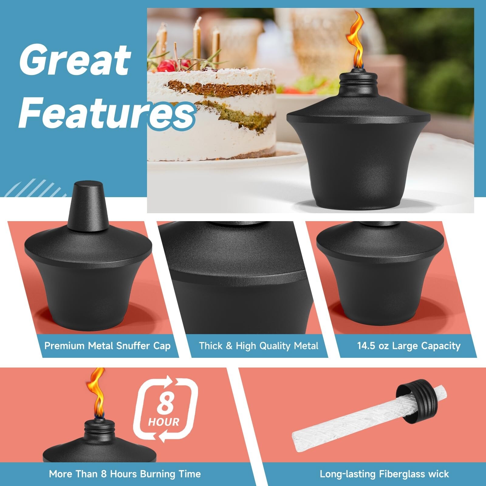 Afoxsos 4 Pack Citronella Tabletop Torches 14.5 oz Metal Oil Burner ...