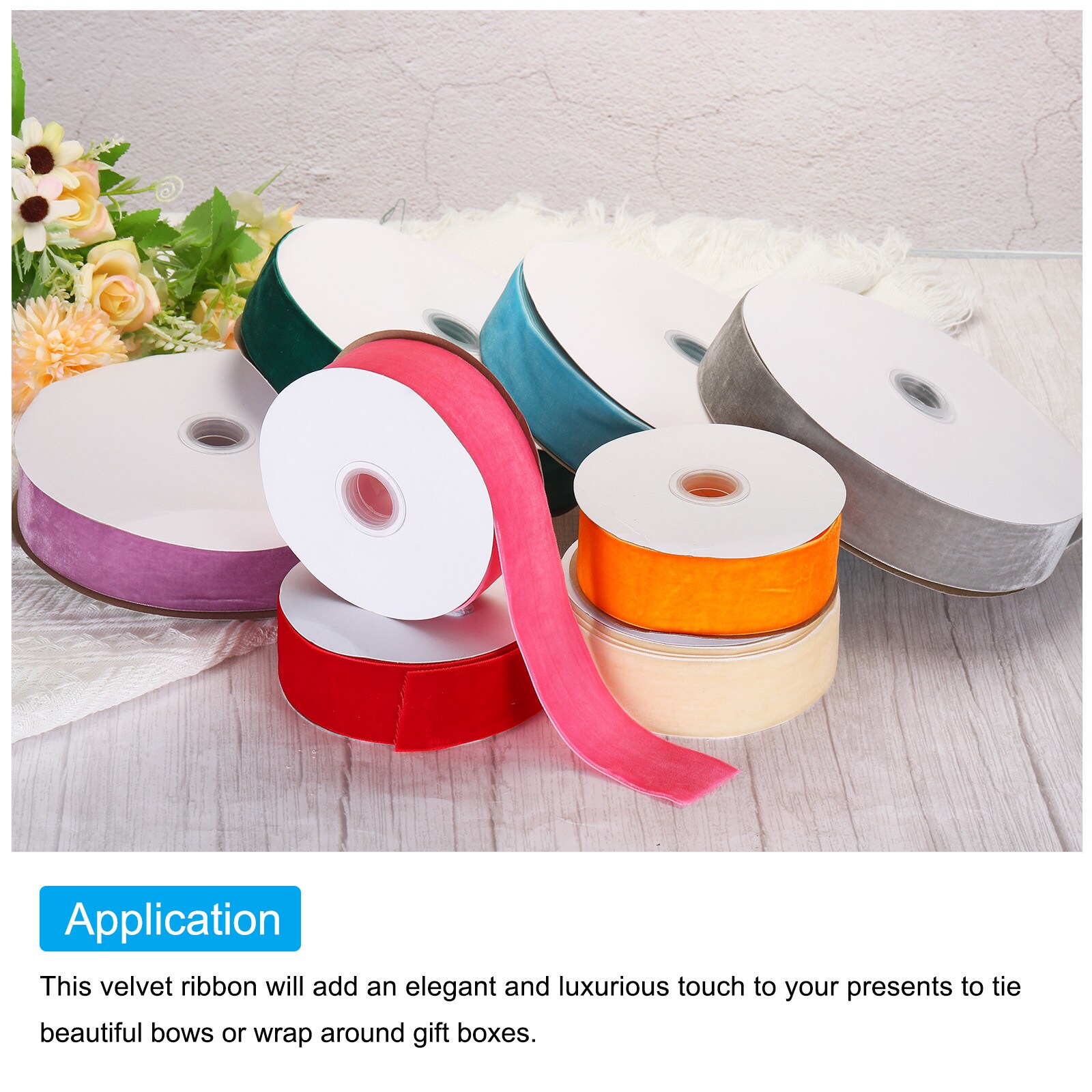 Unique Bargains Velvet Ribbon 1 1/2 Inch x 10 Yard Single Face Spool ...
