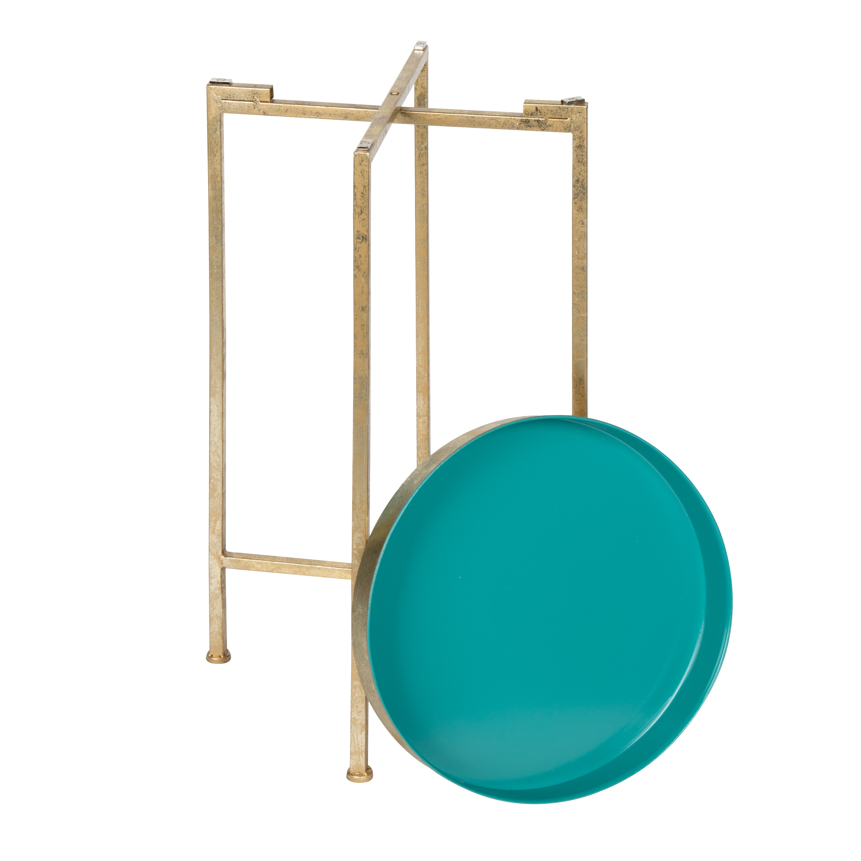 Kate and Laurel Celia 14.00-in W x 25.75-in H Gold Metal Round Modern ...