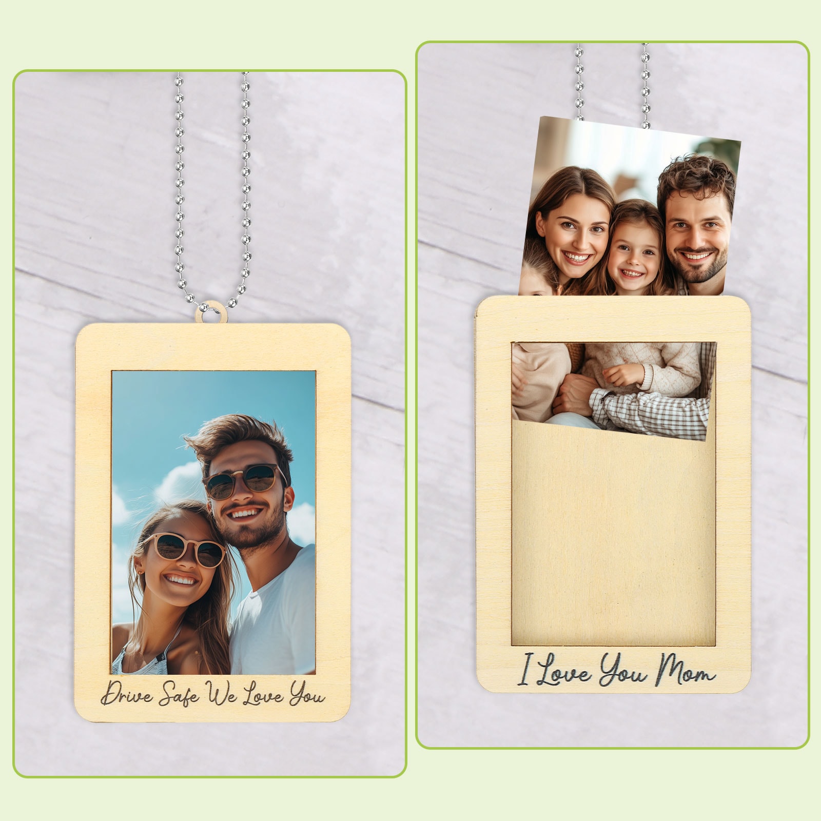 Unique Bargains 2pcs Car Rear View Mirror Hanging Photo Frames 2.7x3.9 ...