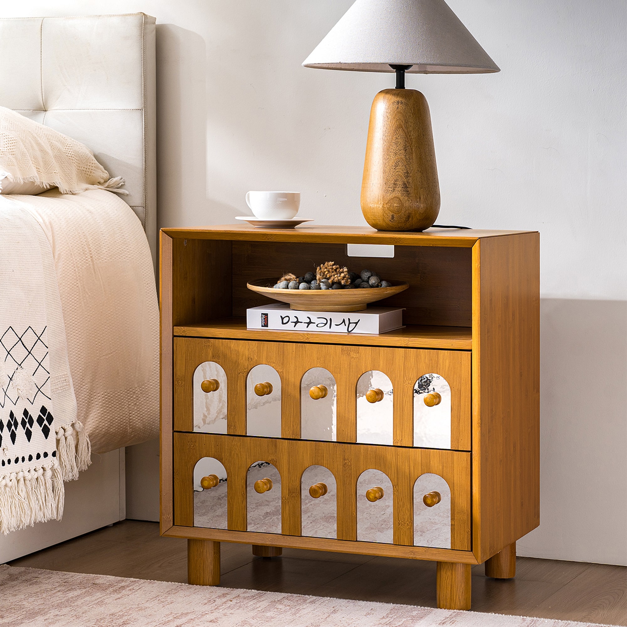 Blisstyle Two Drawers Nightstand Modern Farmhouse Bedroom Nightstands ...