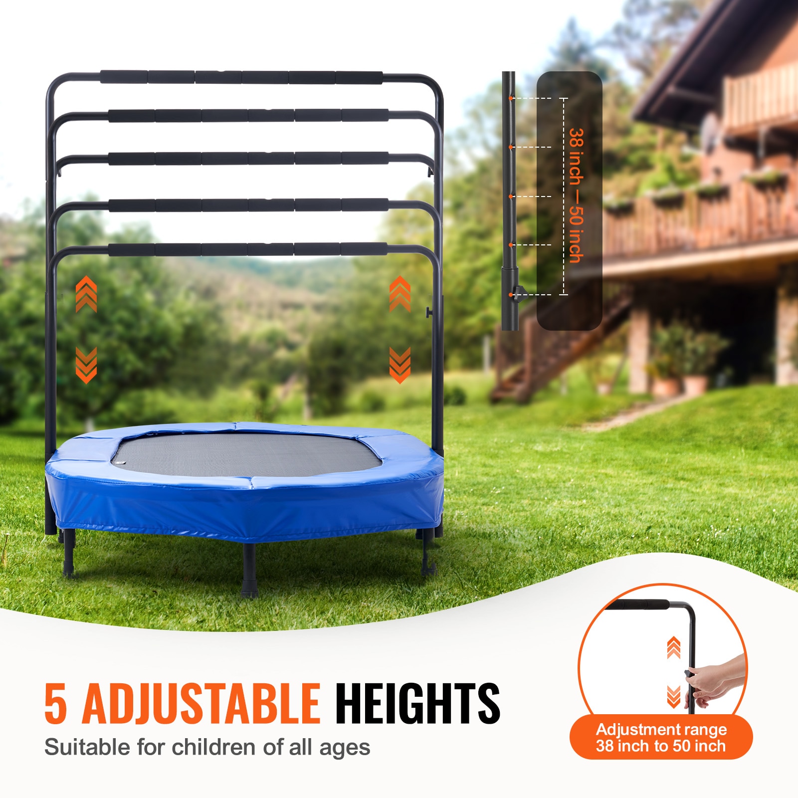 Mecale 56-in x 36-in Kids Mini Trampoline with Handle Foldable Indoor ...